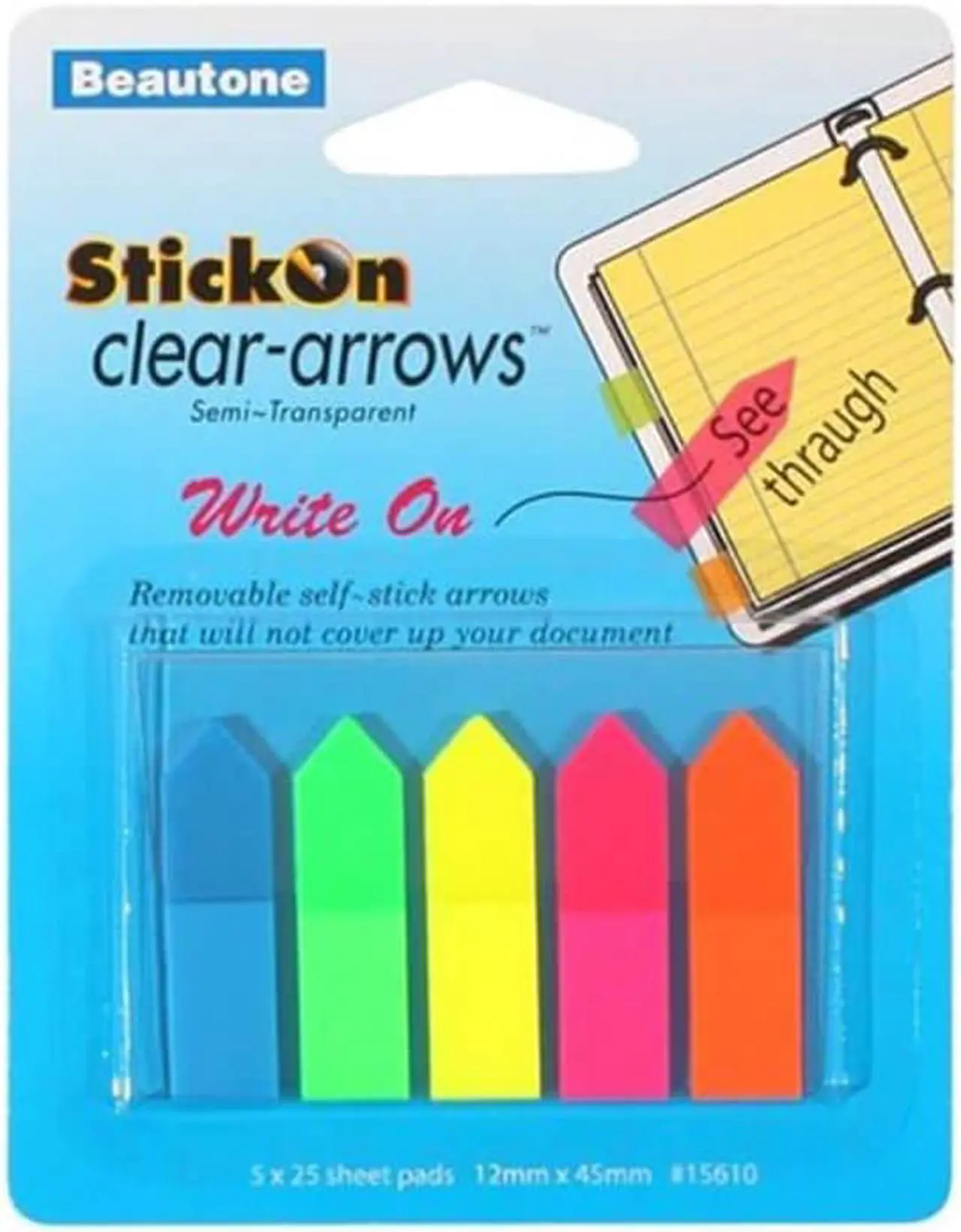 Beautone Stick On Clear Arrows 125 Sheets 12x45mm (5 Colour) - Newegg.com
