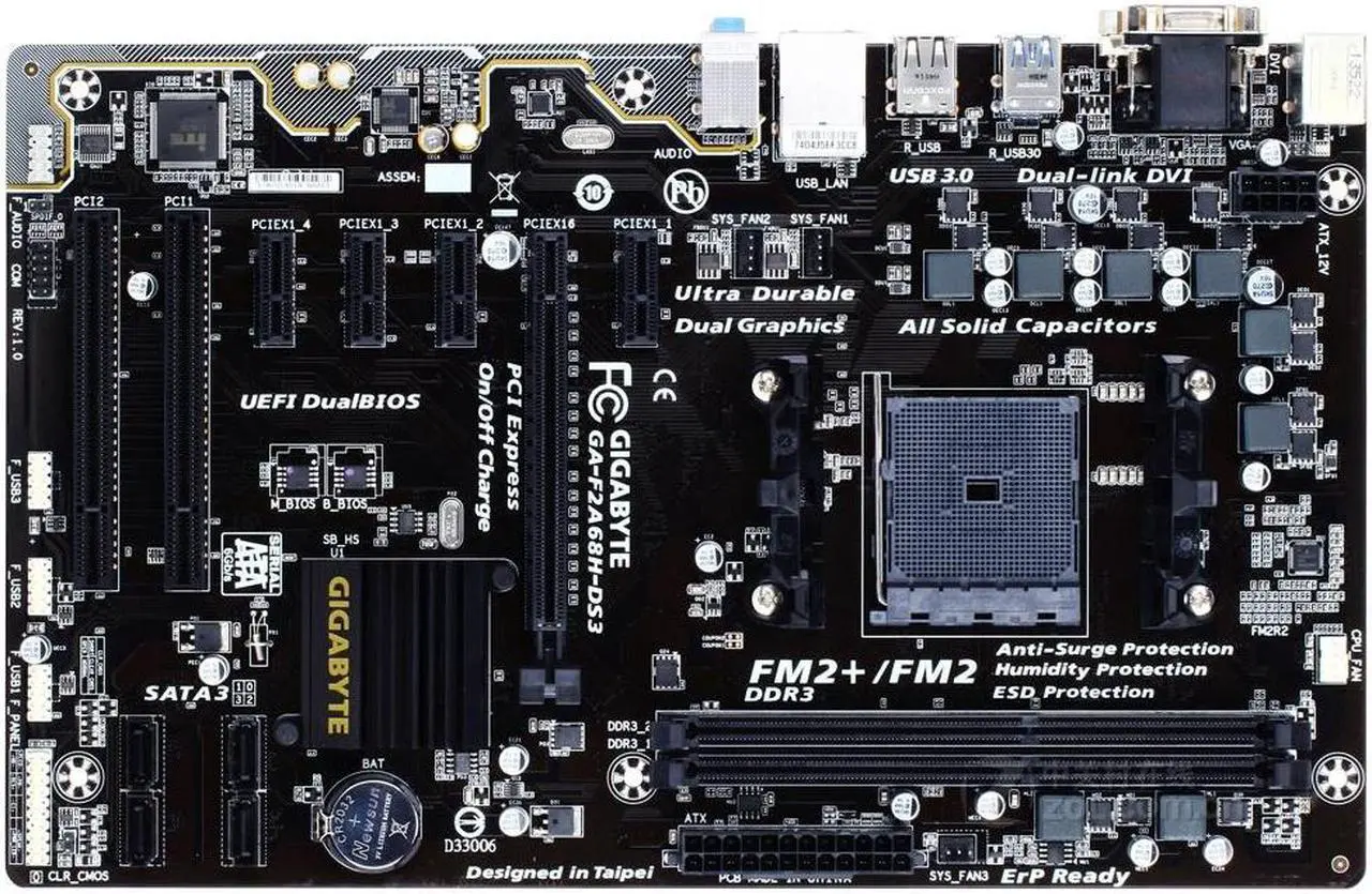 Refurbished: GIGABYTE F2A68H-DS3(rev.1.0) Socket FM2+ AMD A68H DDR3 ...