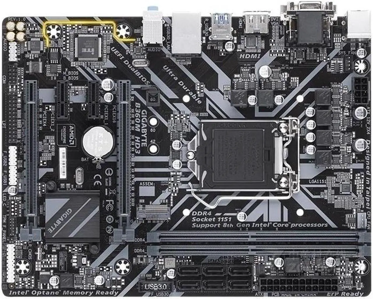 Refurbished: GIGABYTE B360M HD3 LGA 1151 Intel B360 DDR4 32GB Micro ATX ...