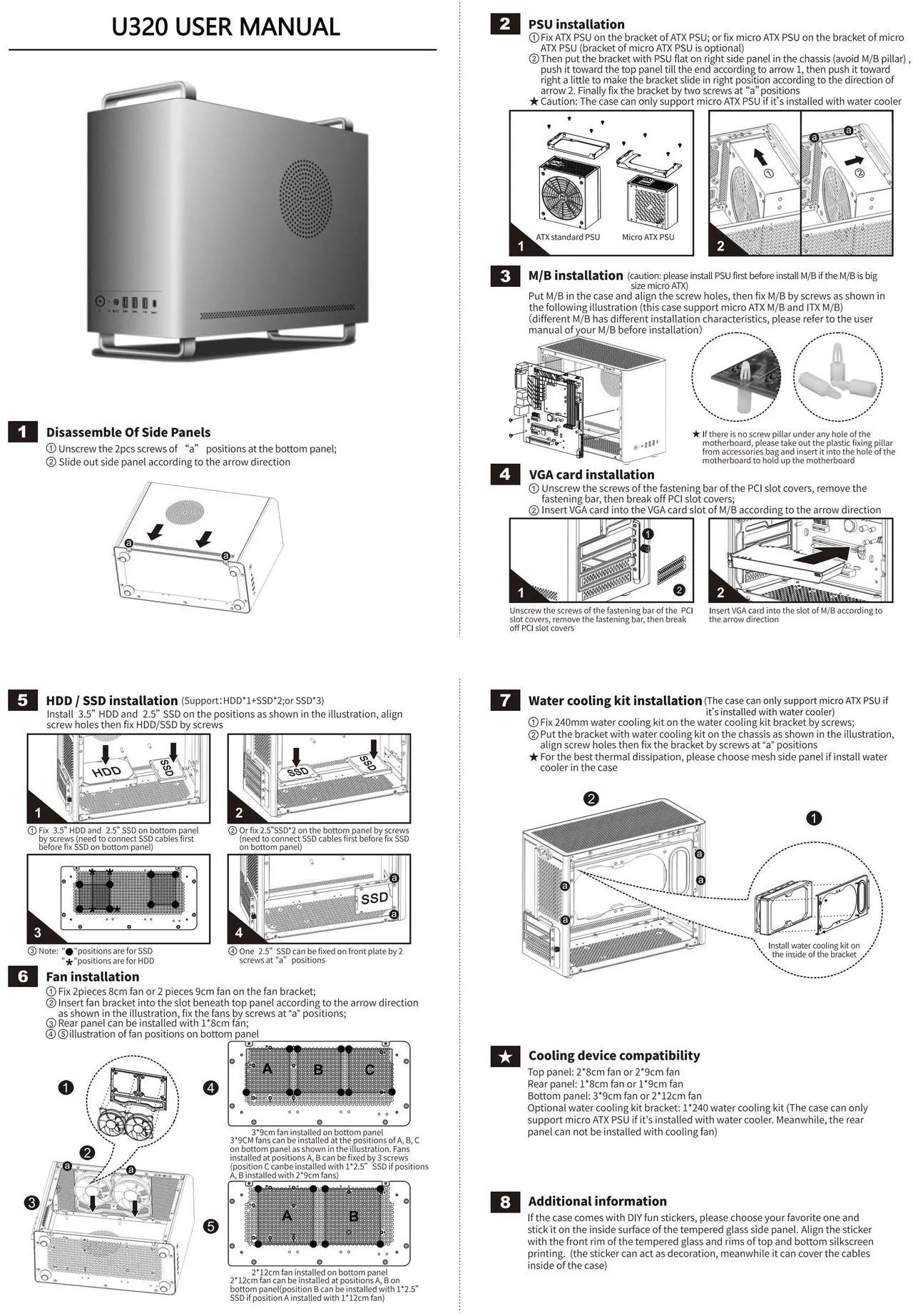 SOEYi U320 Mini Portable M-ATX/ITX Computer Case, Micro ATX CASE, DIY ...