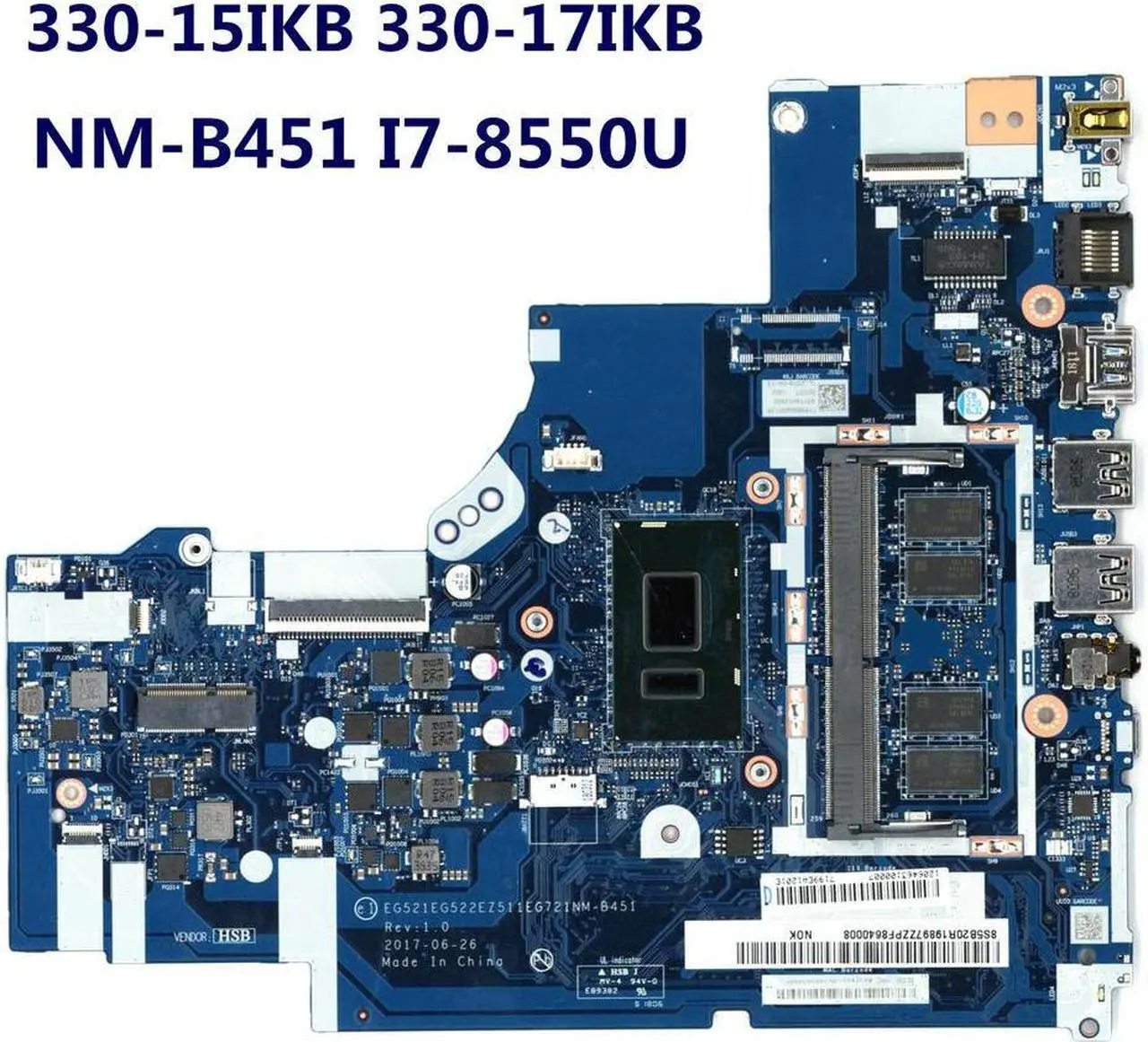 For 330-15IKB 330-17IKB Laptop Motherboard 5B20R19897 NM-B451 I7-8550U ...