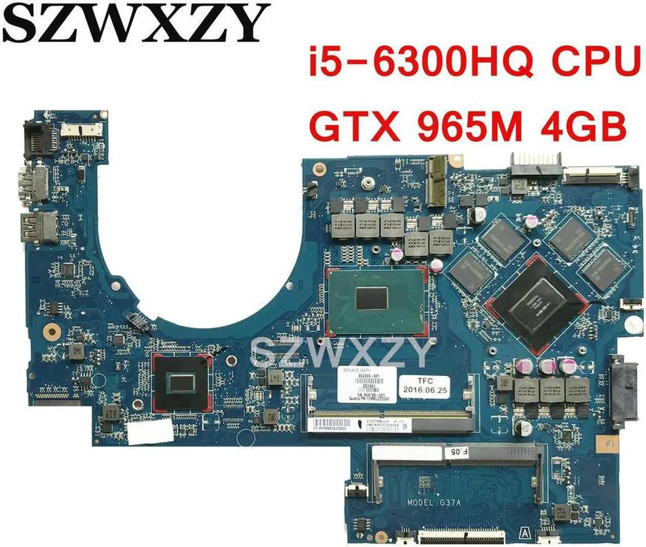 For 17-AB 17T-AB Laptop Motherboard 862260-601 862260-001 DAG37AMB8D0 With SR2FP i5-6300HQ CPU ...