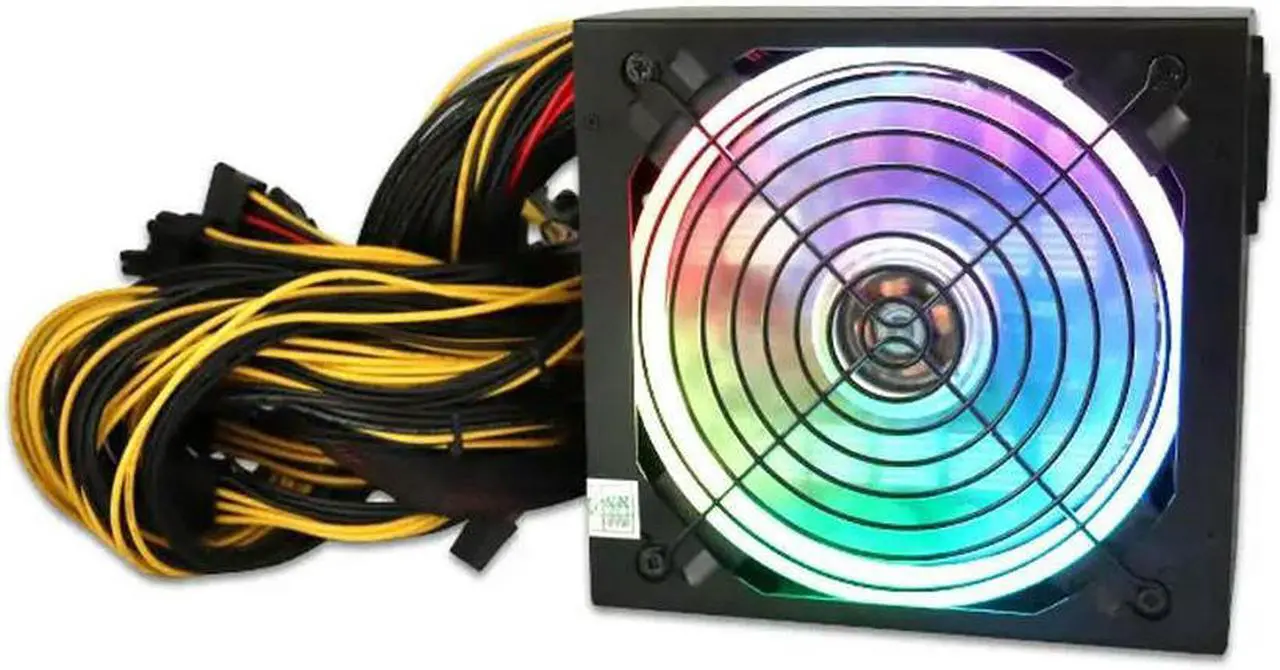 Led Cooling Fan 2000W RGB ATX 12V Bitcoin Miner PSU PC Power Supply ...