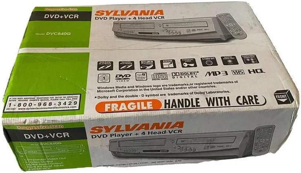 Sylvania DVC840G DVD VCR Combo Dvd Player Vhs Player with Remote and Tv Cables HDMI Adapter ...