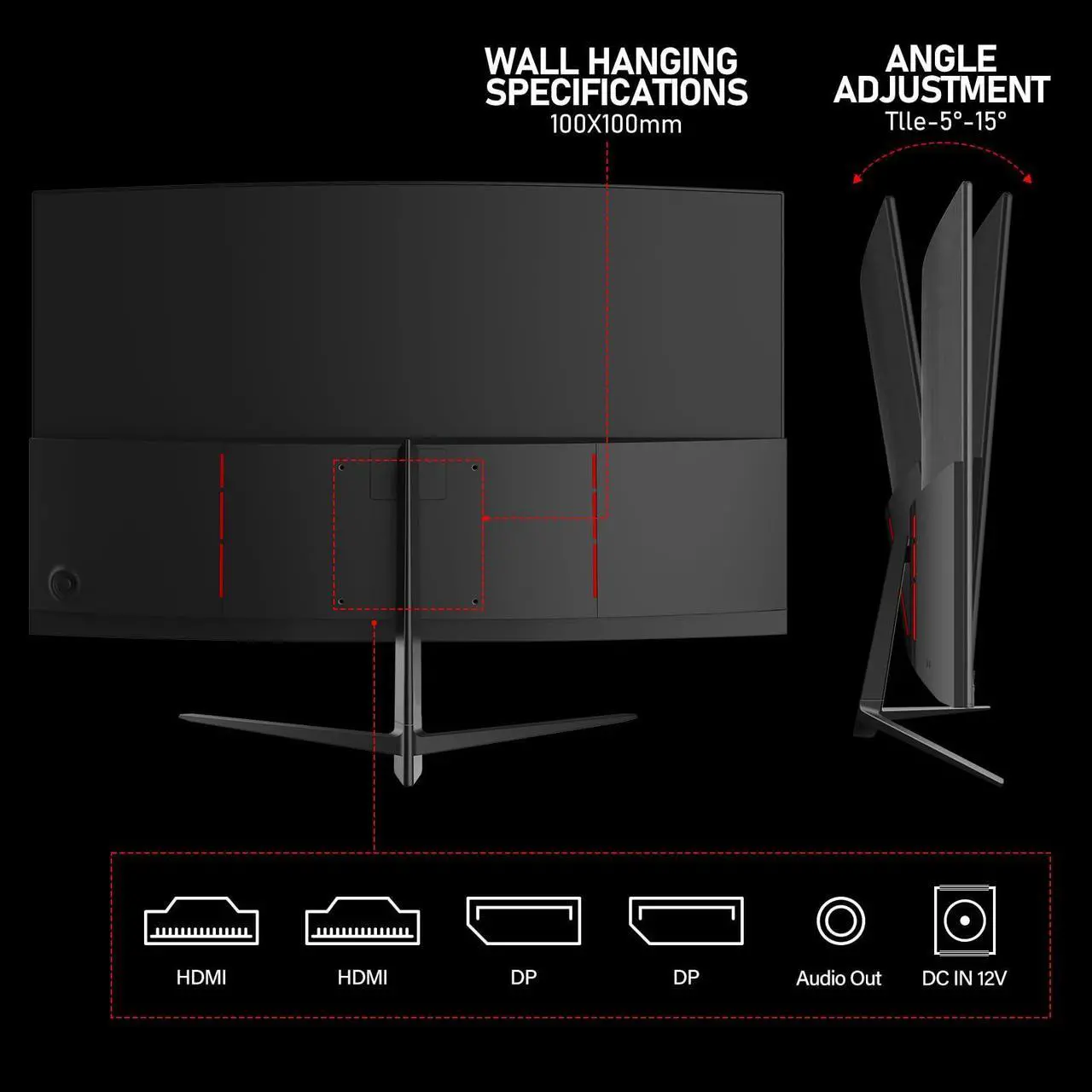 27 Inch QHD 2K(2560 x 1440) Curved Gaming Monitor 165Hz 1ms Fast ...