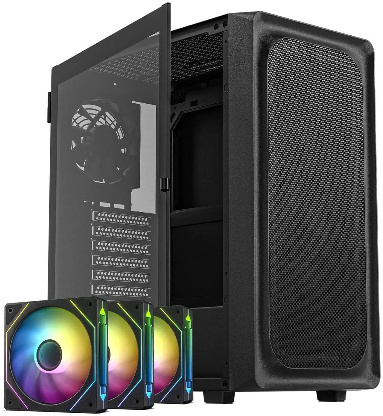 DARKROCK EC2 Black ATX Mid Tower PC Case with 3x120mm Black Infinity ...