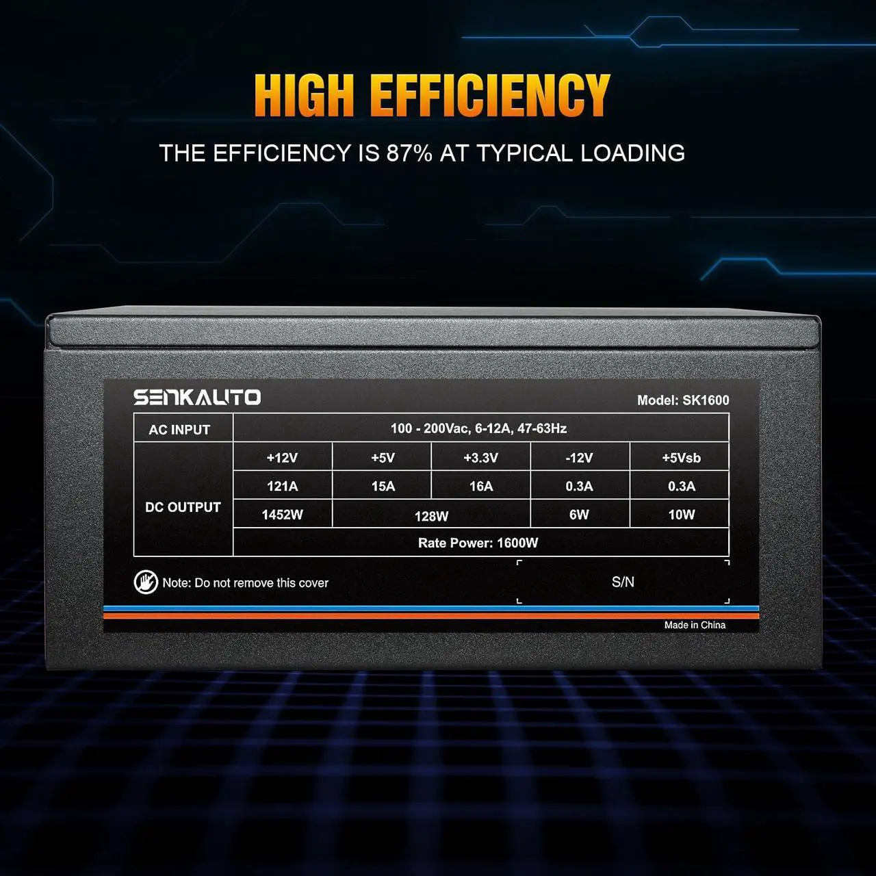 Senkauto 1600w ATX Power Supply Full Modular 110V High Power PSU for ...