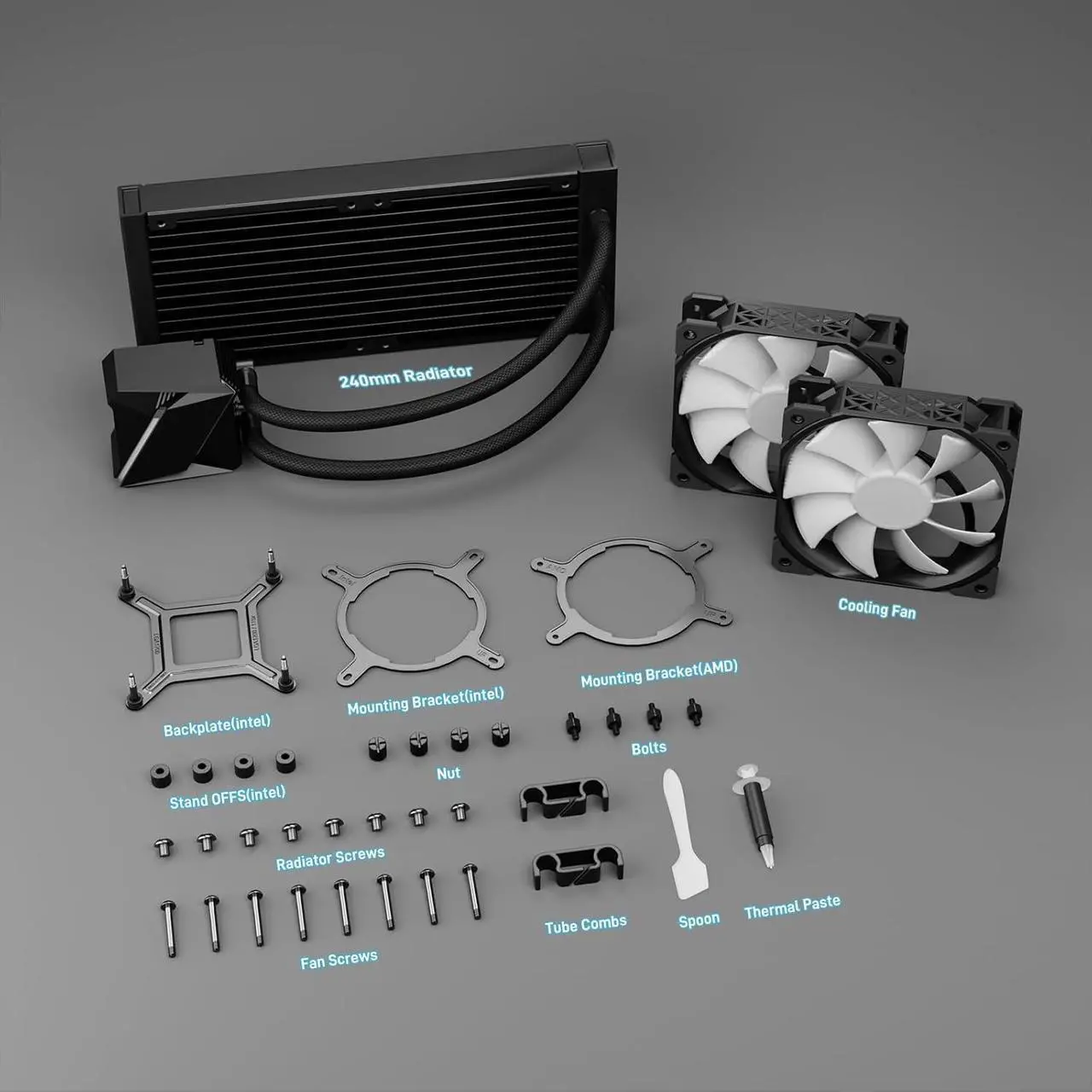 DARKROCK D240 CPU Liquid Cooler with 240 mm Radiator, Addressable RGB ...