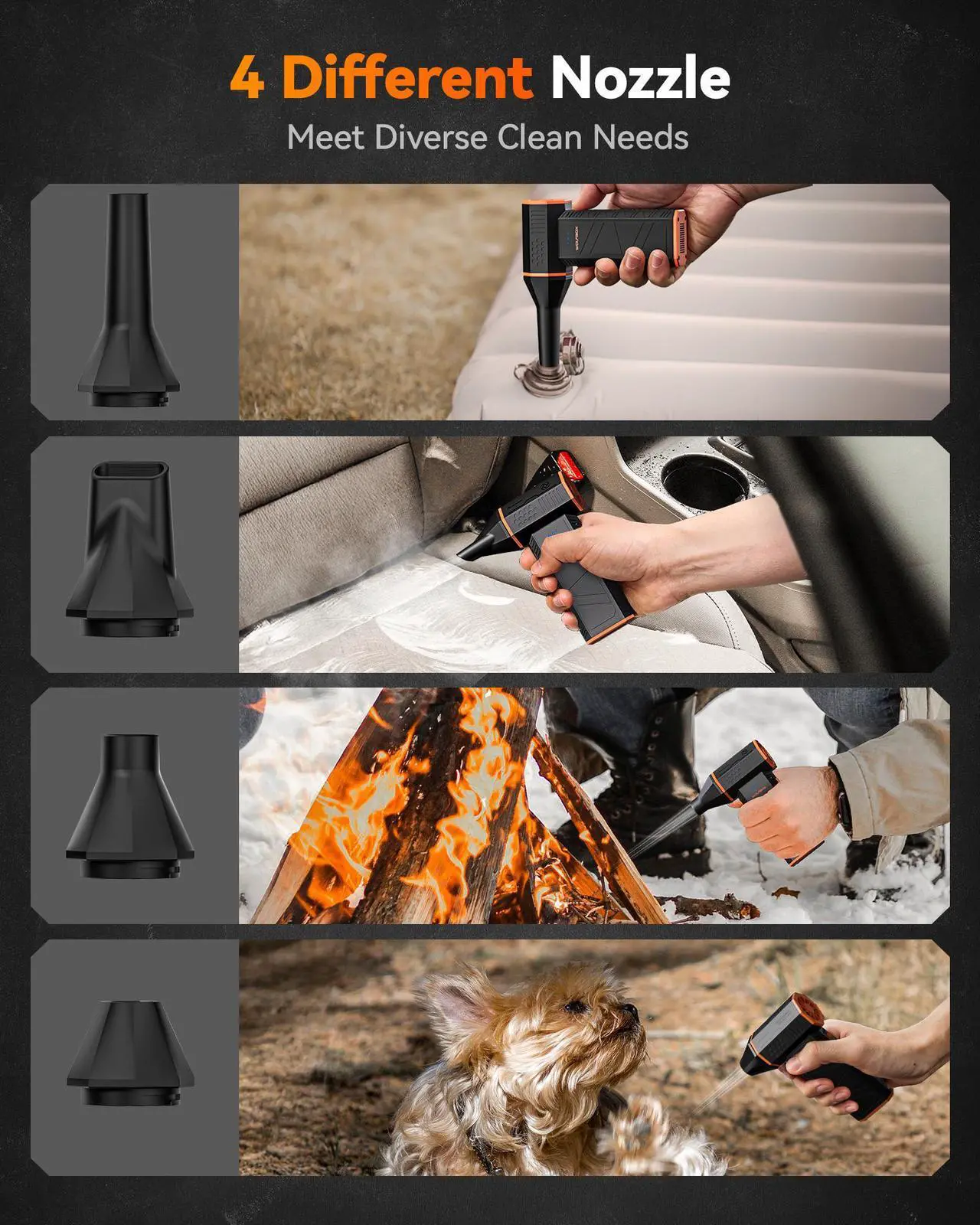 WOLFBOX MF50 Cordless Air Duster Blower - 110000 RPM High-Speed, 3-Speed Adjustable ...