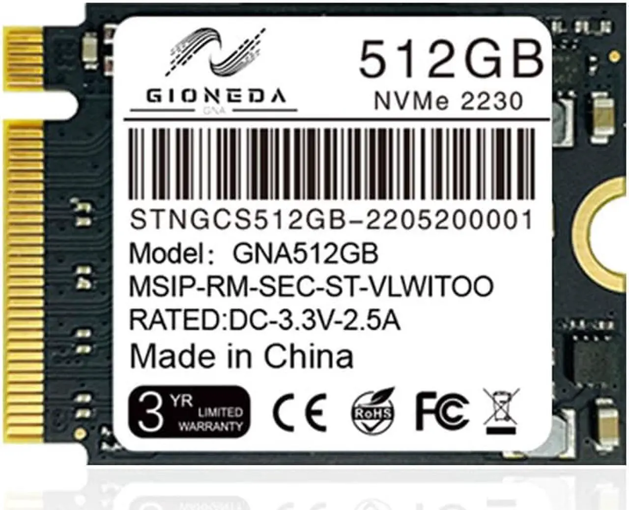 GIONEDA 512GB M.2 2230 NVMe PCI-Express 3.0x4 Solid State Drive 3D NAND SSD for Surface Laptop 3 ...
