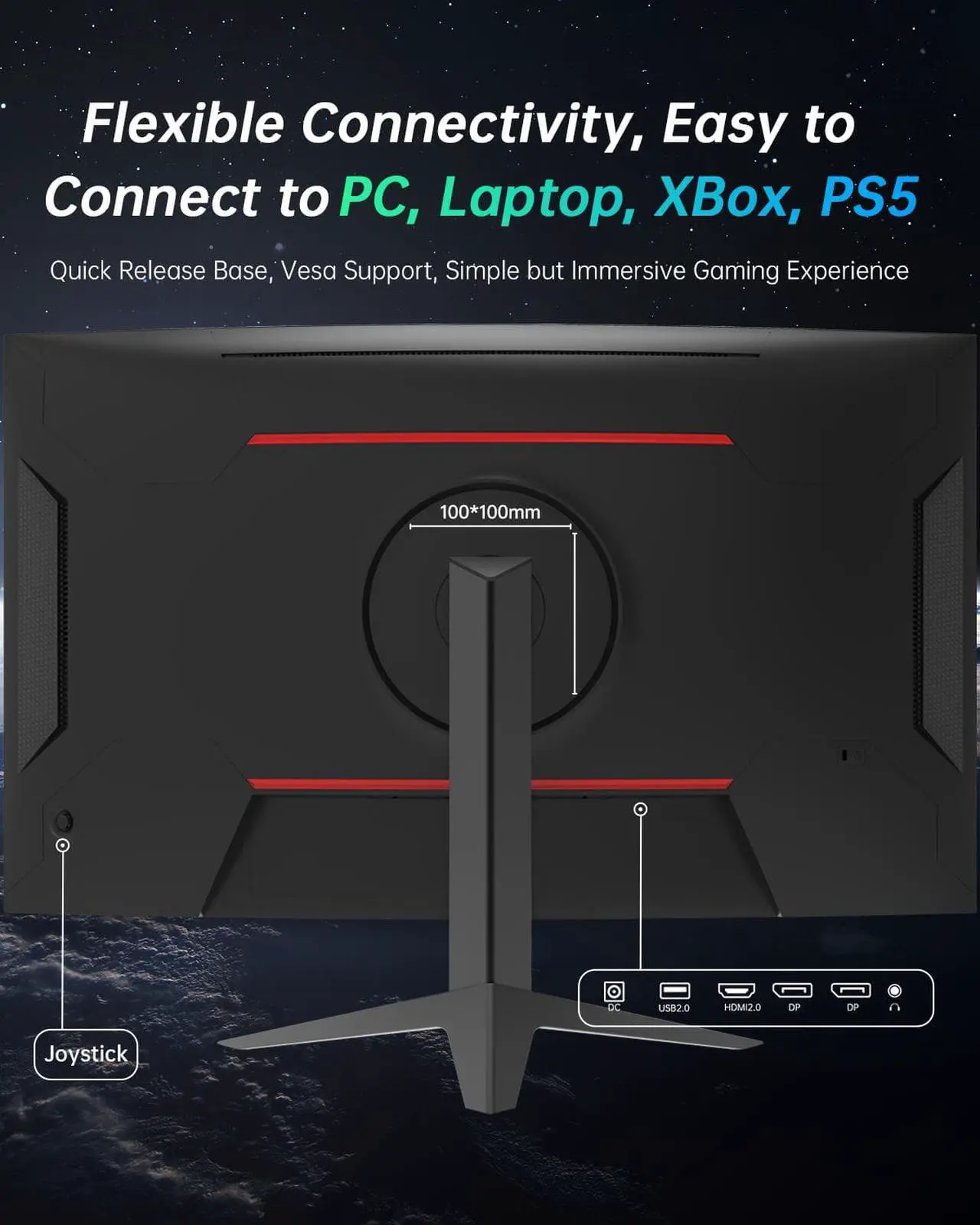 KTC 27 inch Gaming Monitor, 1440P Curved Monitor, 165Hz, 144Hz, 2K, 1500R, 1ms, FreeSync Premium ...