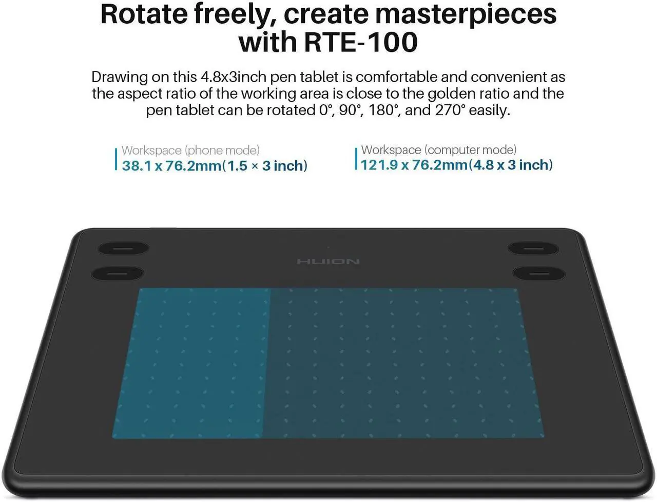Huion INSPIROY RTE-100 4.8 x 3 Inch Drawing Tablet Digital Graphic with ...