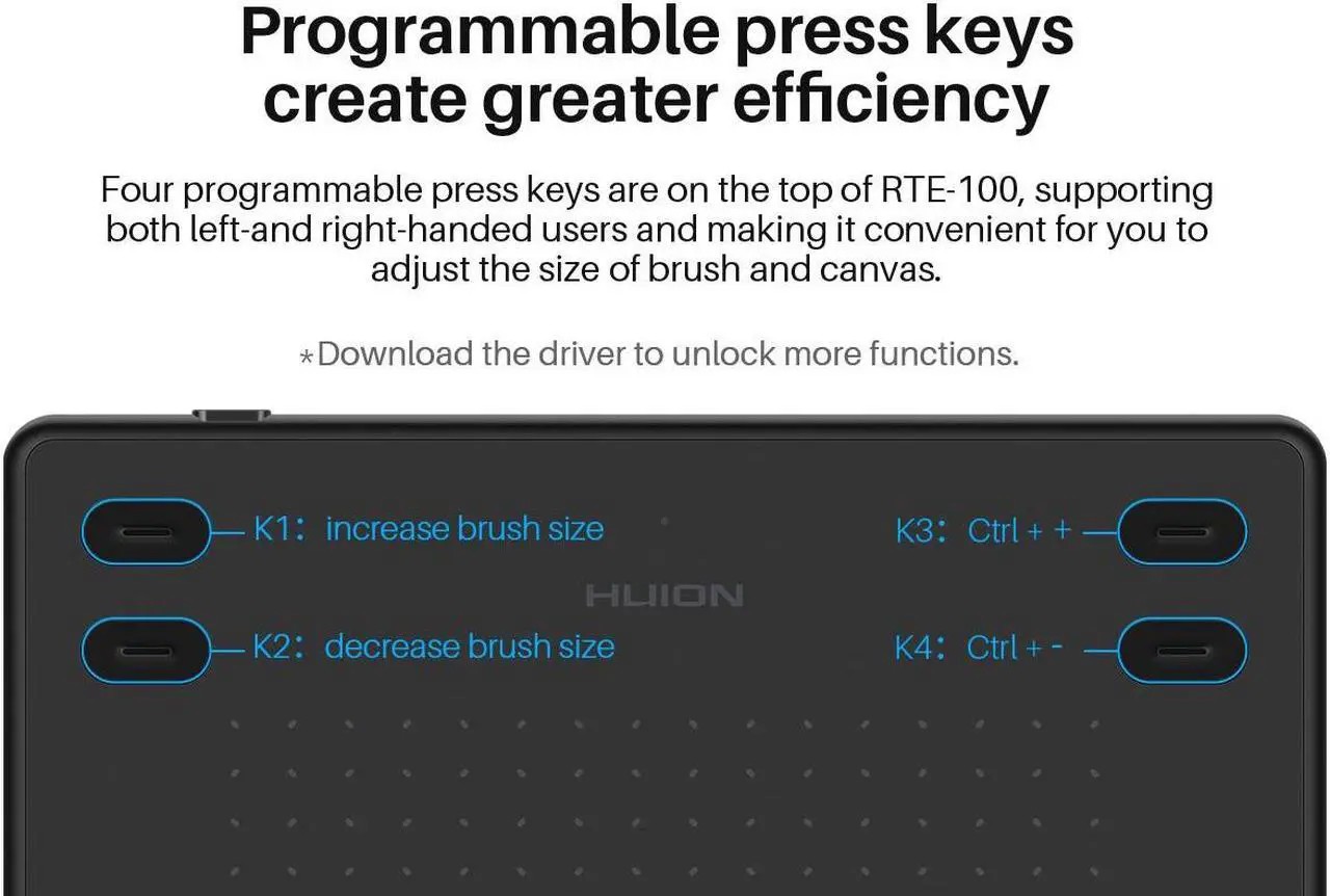 Huion INSPIROY RTE-100 4.8 x 3 Inch Drawing Tablet Digital Graphic with ...