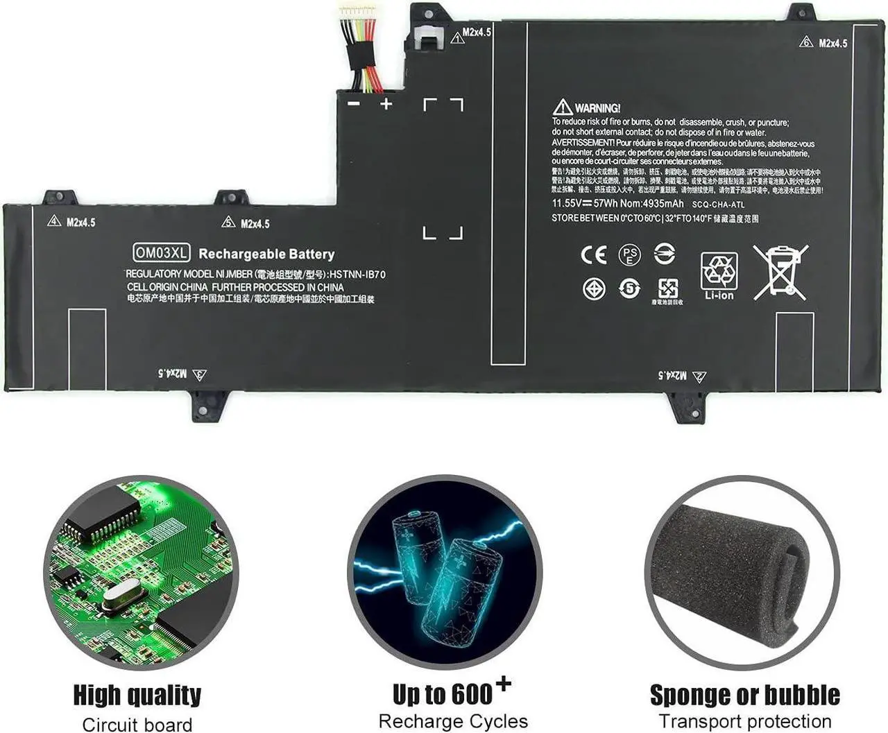 OM03XL Battery for HP EliteBook X360 1030 G2 HSTNN-IB70 863280-855 ...