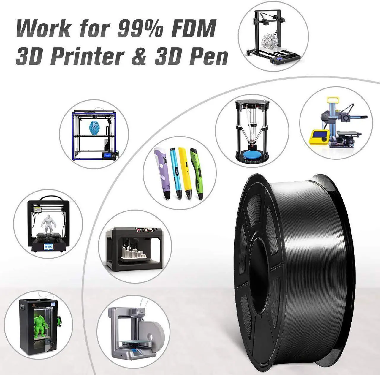 Silk PLA Filament, SUNLU Neatly Wound Shiny PLA 3D Printer Filament 1 ...