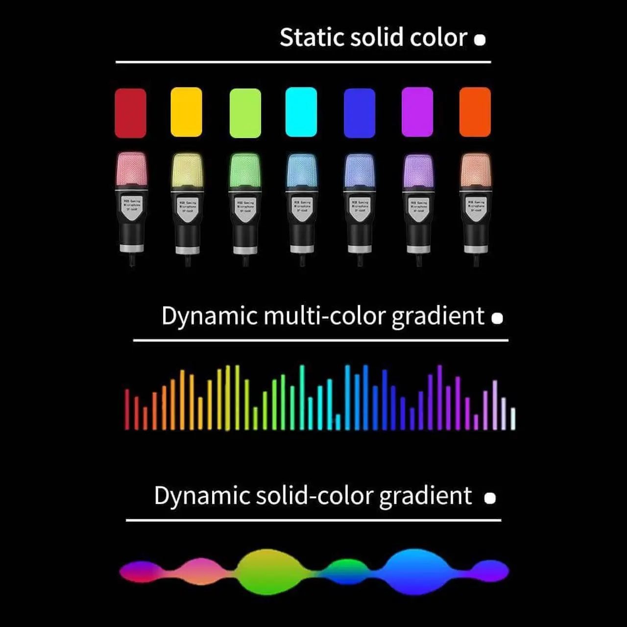 RGB USB Condenser Microphone Cardioid Gaming Mic SF-666R with Anti ...