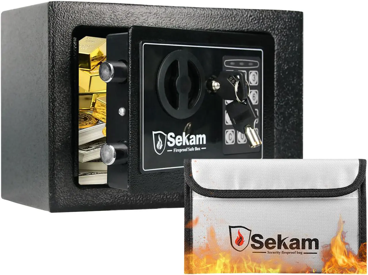 SEKAM Steel Small Money Safe Box for Home Office with Fireproof Money ...