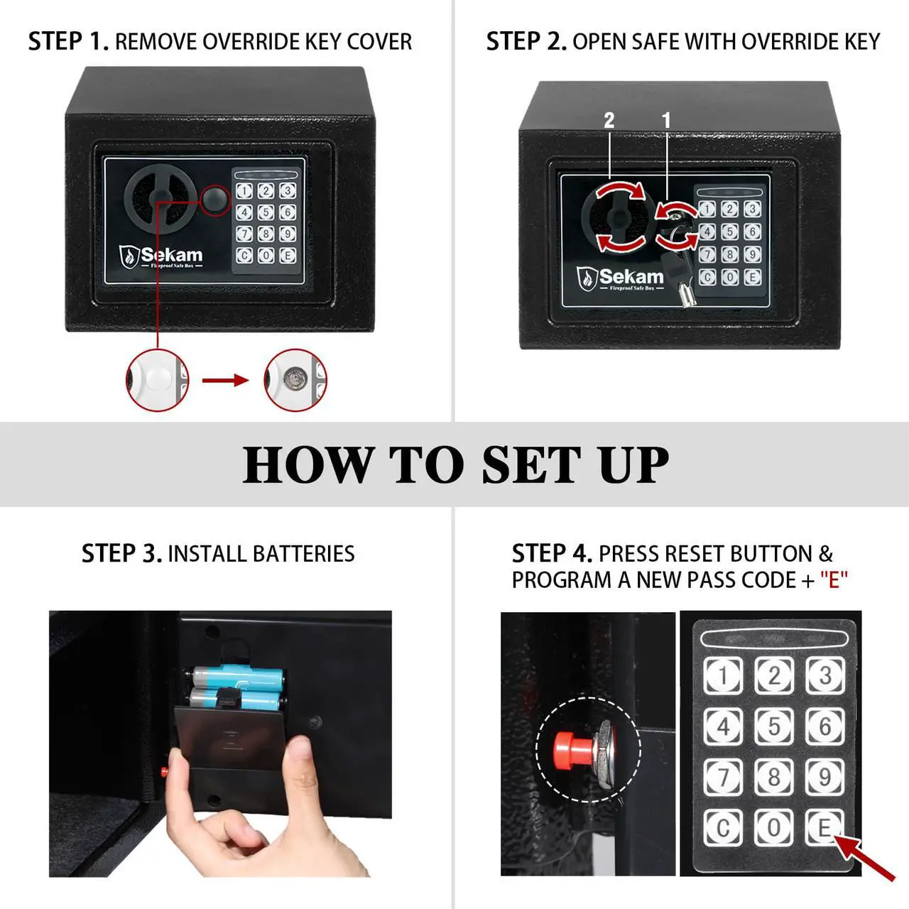 SEKAM Steel Small Money Safe Box for Home Office with Fireproof Money ...