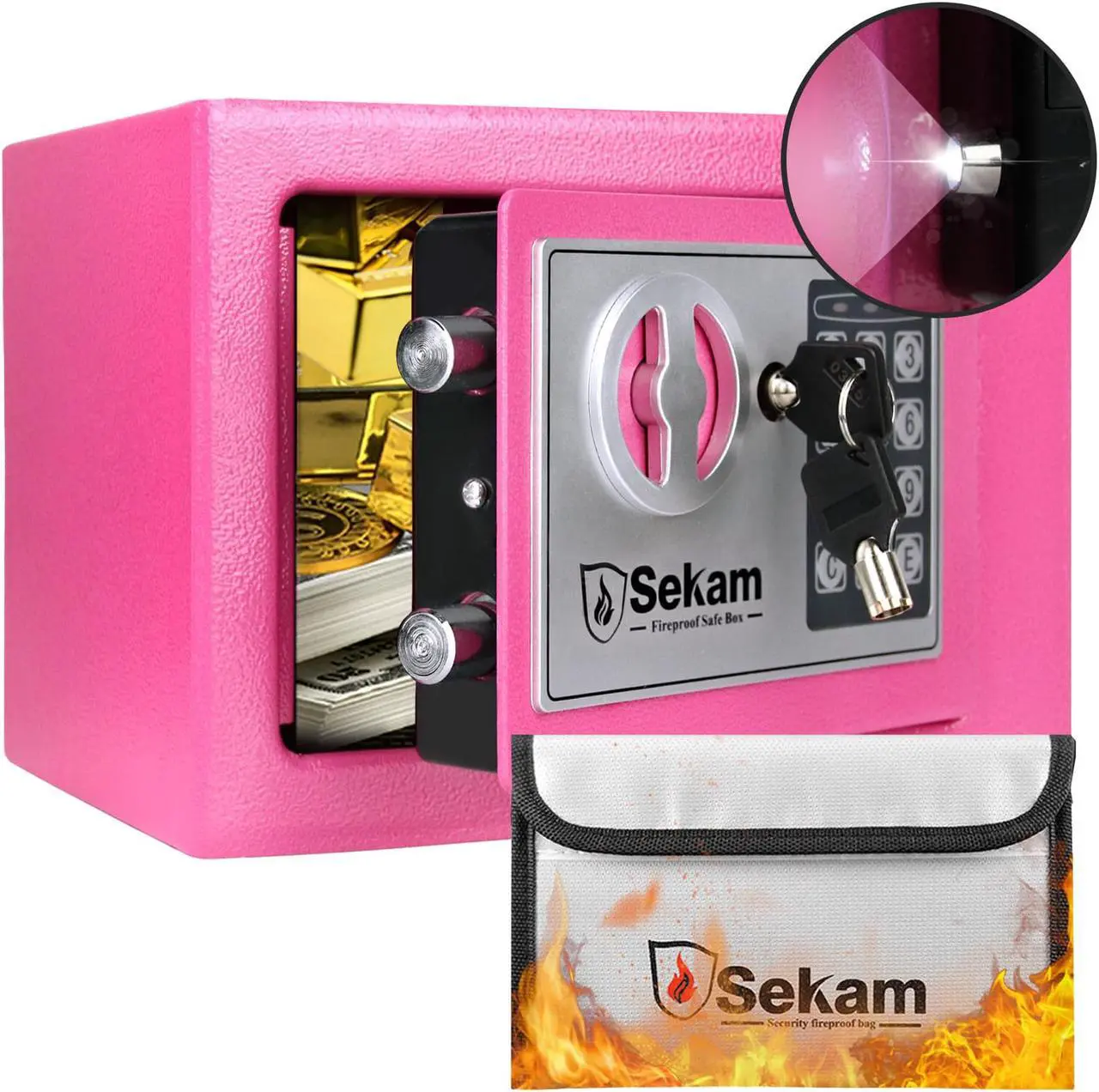 SEKAM Steel Small Money Safe Box for Home Office with Fireproof Money ...