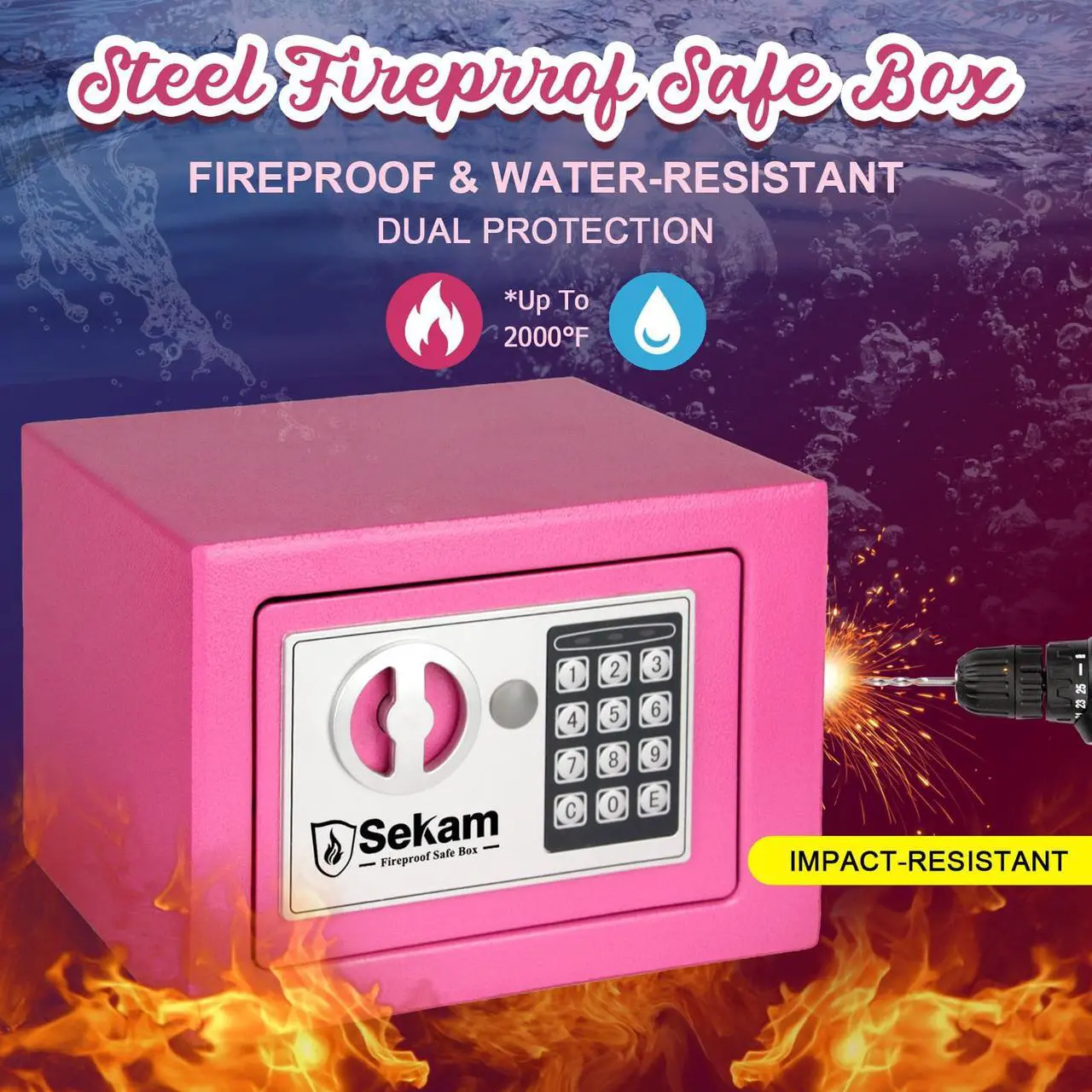 SEKAM Steel Small Money Safe Box for Home Office with Fireproof Money ...
