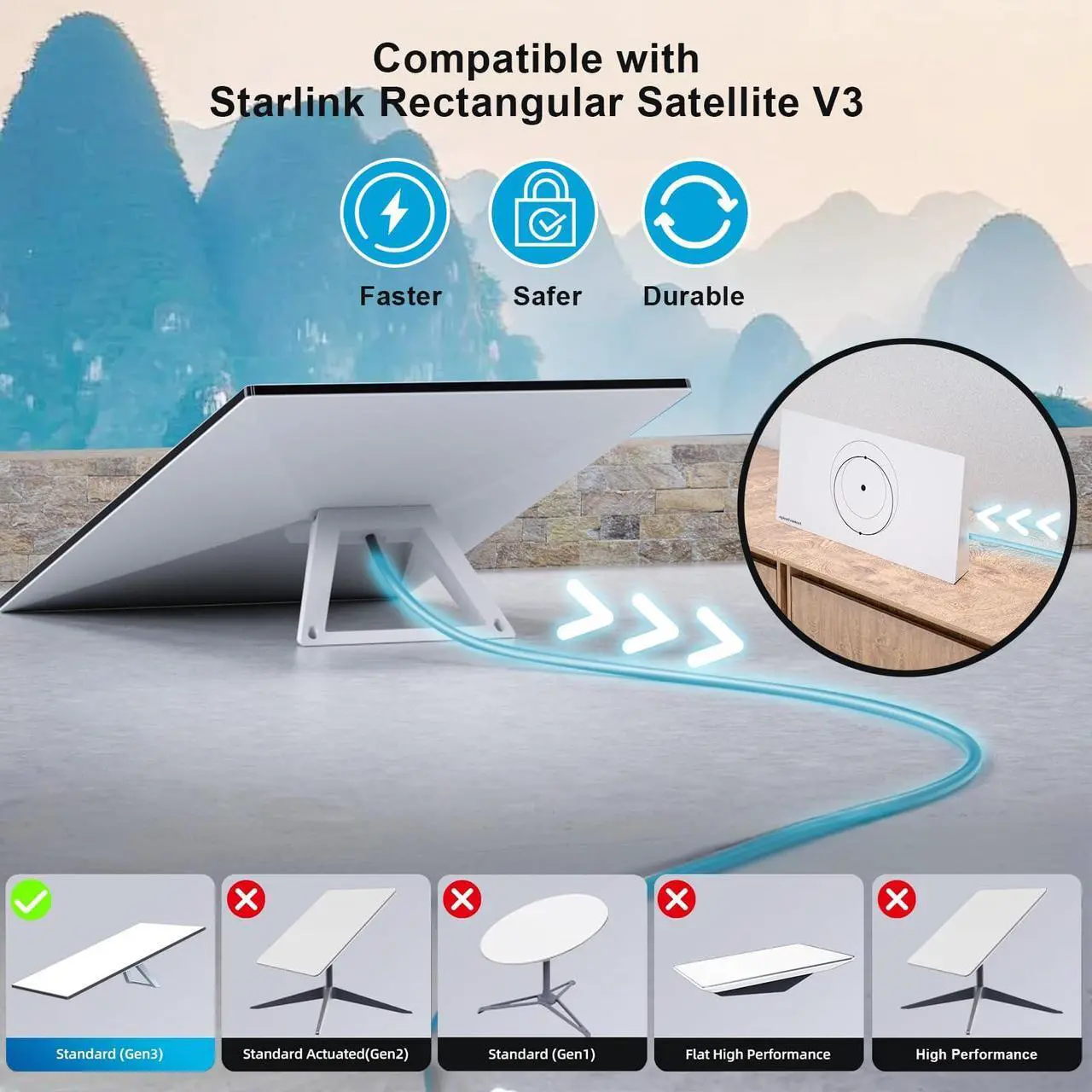 BOYVEN 100FT/30M Starlink Gen 3 Cable, Starlink Cable V3 for Starlink ...