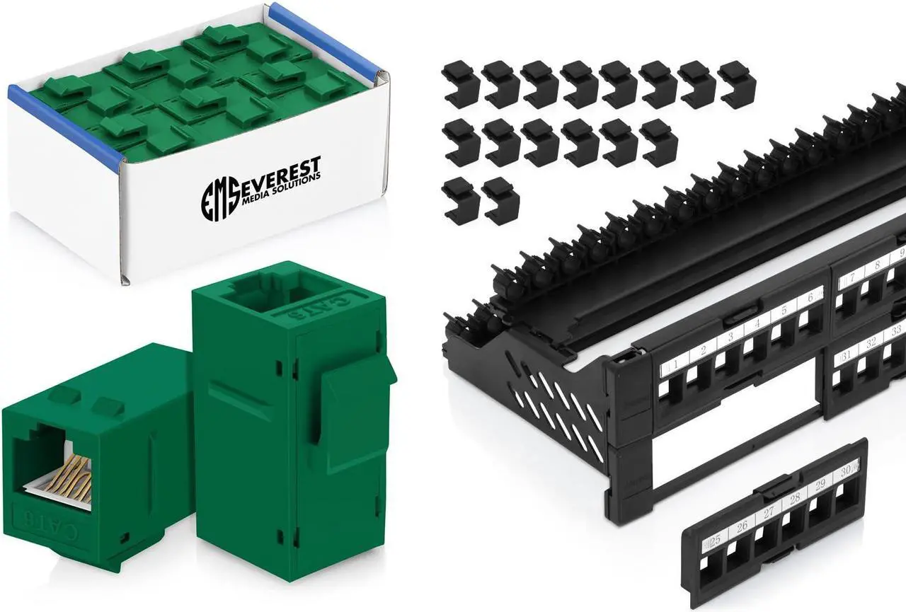 Everest Media Solutions Bundle - 2 Items: 48-Port Keystone Patch Panel ...