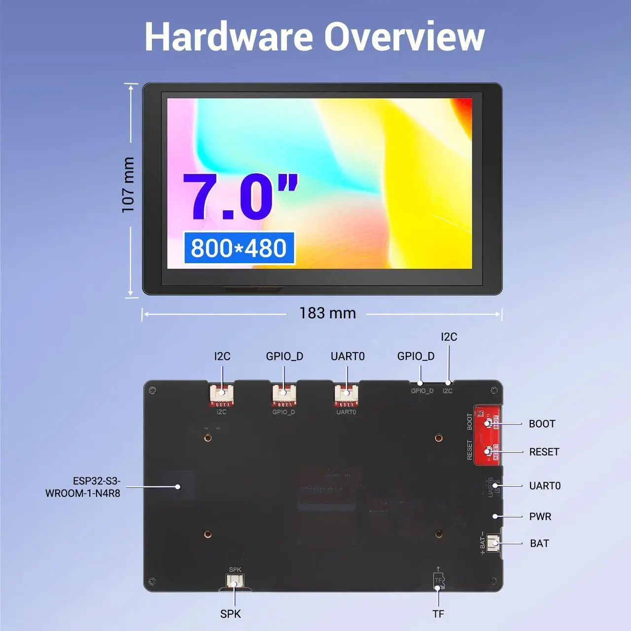 ESP32 Touchscreen Monitor 7 Inch TFT LCD Touch Screen 800x480 SPI HMI ...