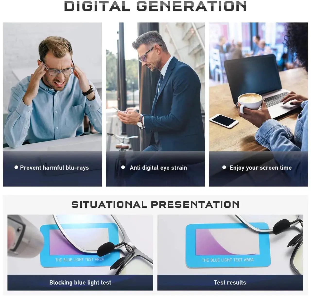 Reglaaly Blue-Light-Blocking-Glasses Men/Women Gaming Glasses Computer ...