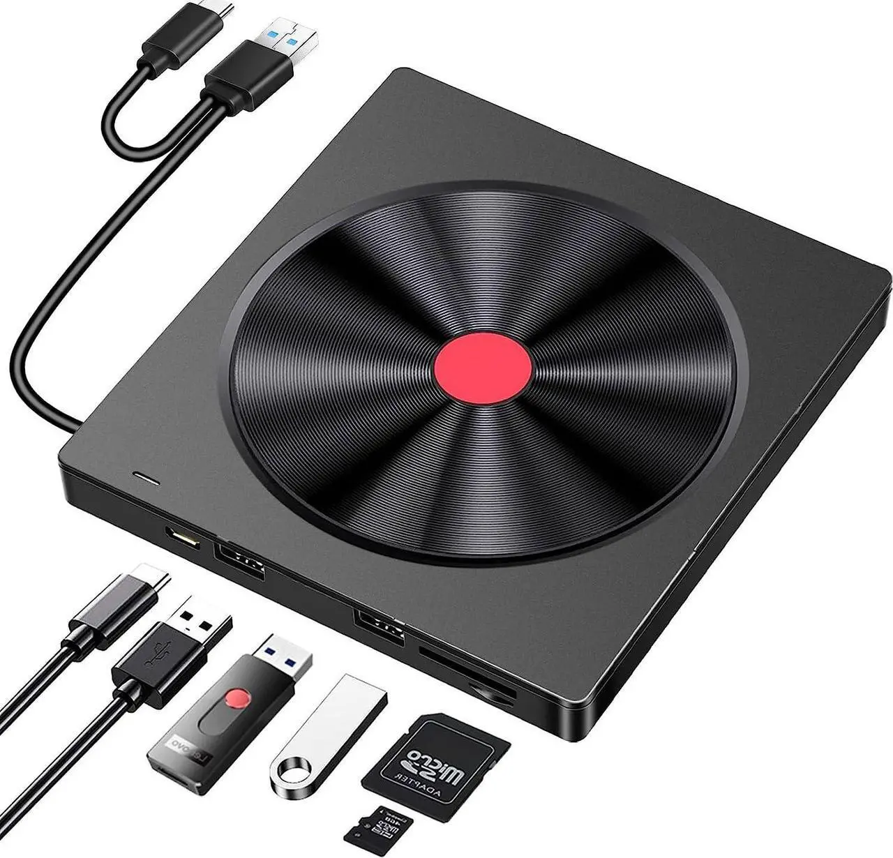 External CD/DVD Drive for Laptop, 6 IN 1 USB 3.0 Ultra-Slim dvd player ...