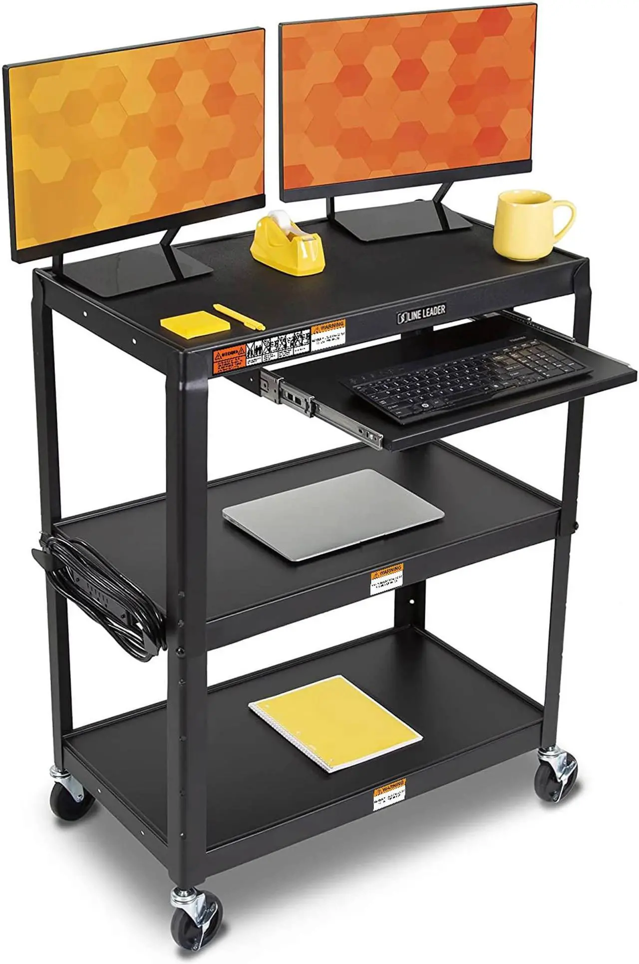 Line Leader Large AV Cart with Retractable Keyboard Tray | Height ...