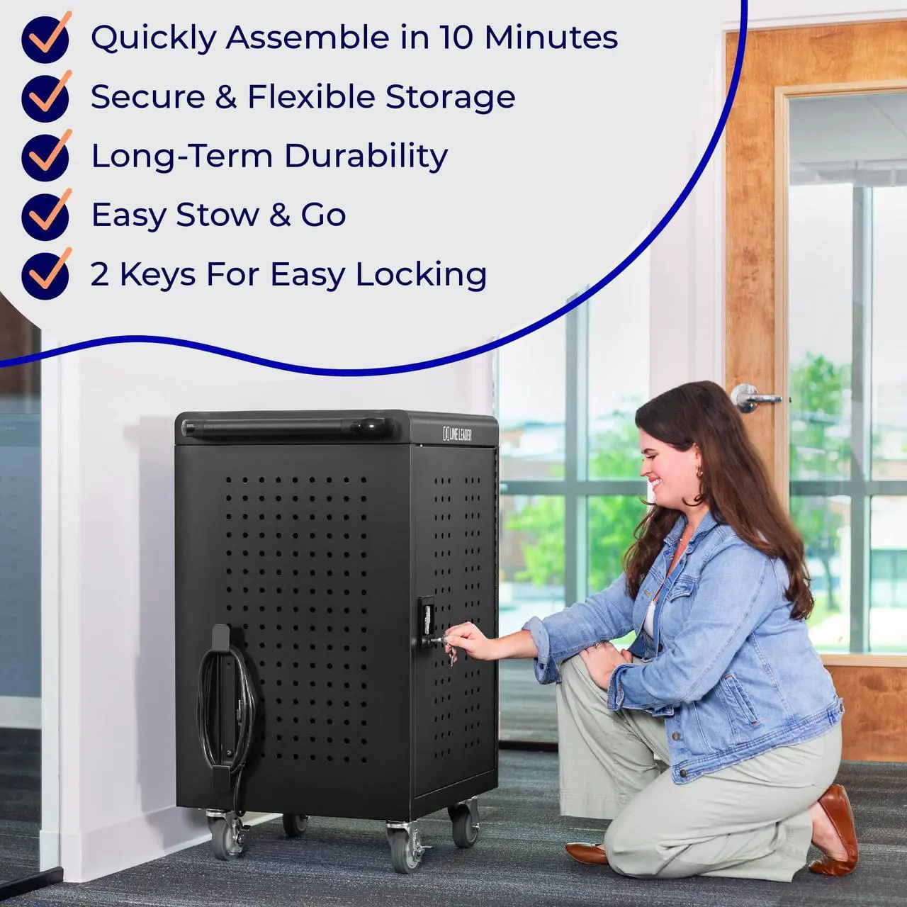 2-Pack | Line Leader 30 Unit Mobile Charging Cart with Locking Cabinets ...