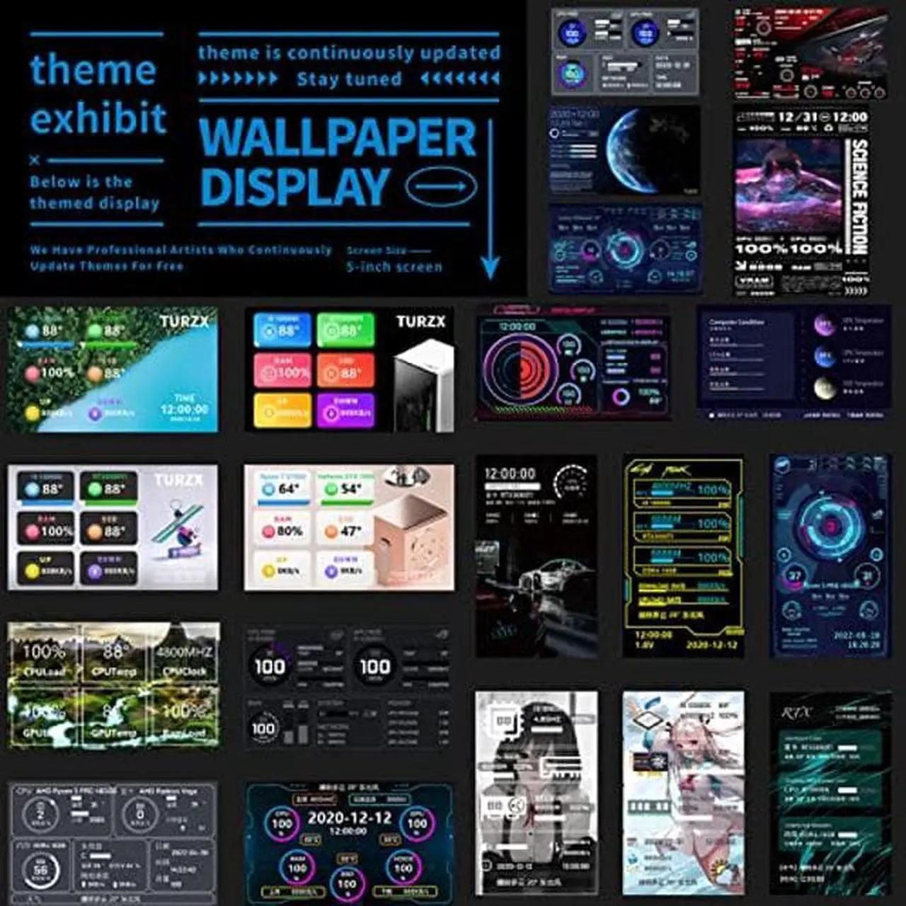 WOWNOVA 5" Computer Temp Monitor (Dynamic Theme Supported), Pc ...