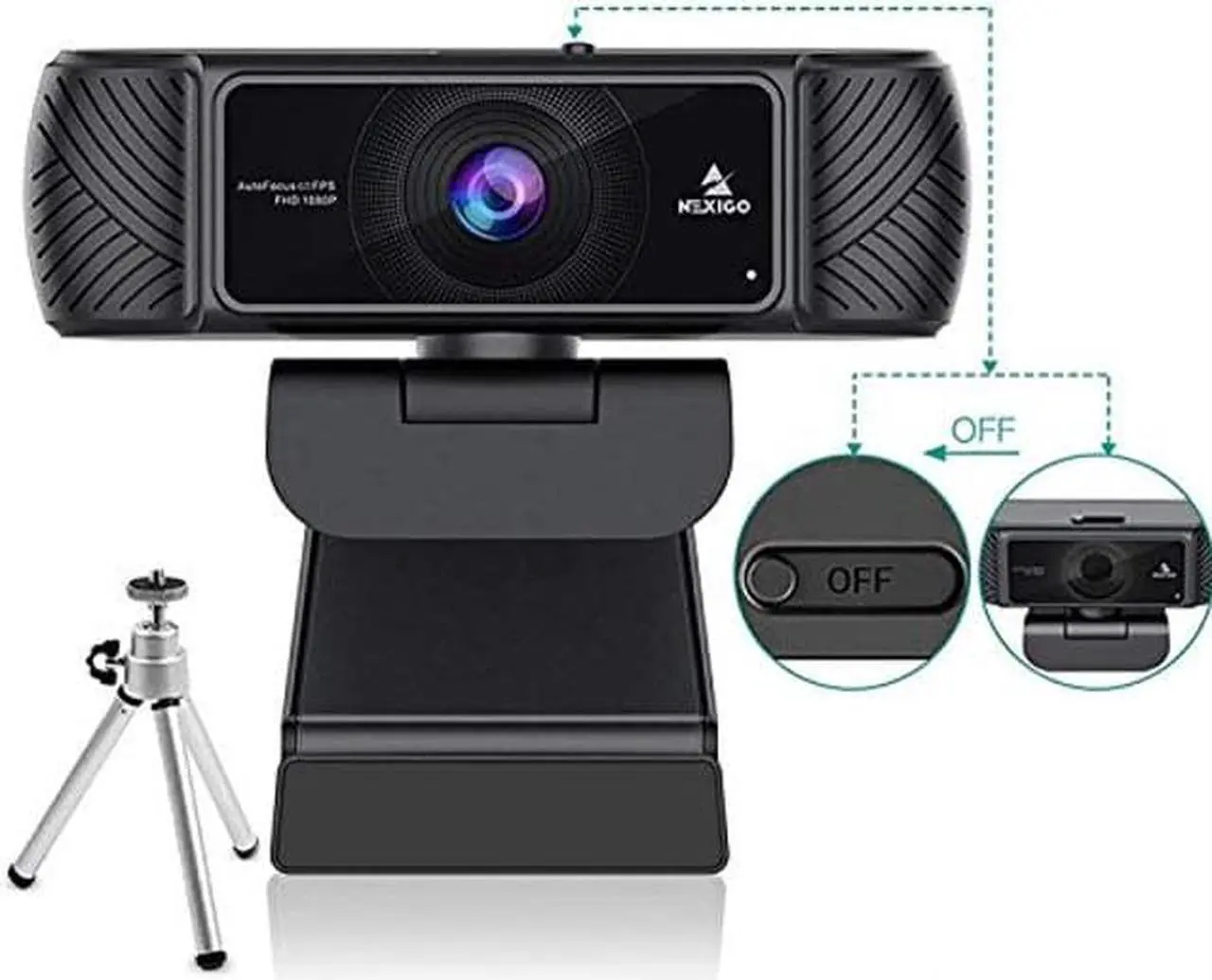 NexiGo 1080P 60FPS Webcam with Software Control and Microphone ...