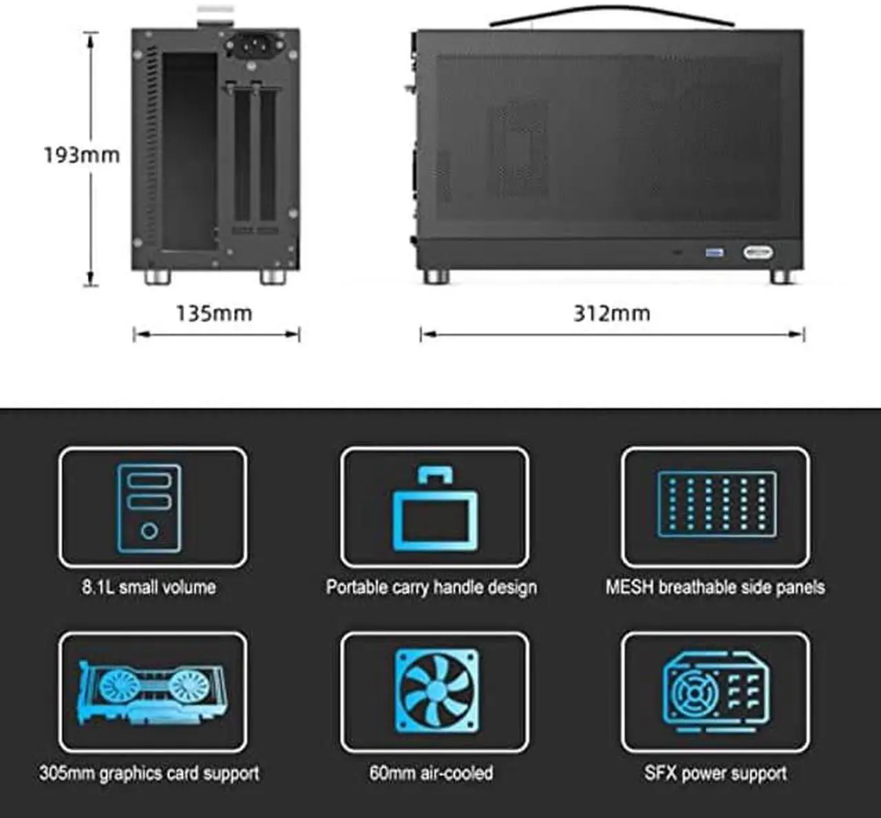 S300 - Mini-ITX PC Gaming Case - Front I/O USB 3.0 Type - C Port - SFX ...