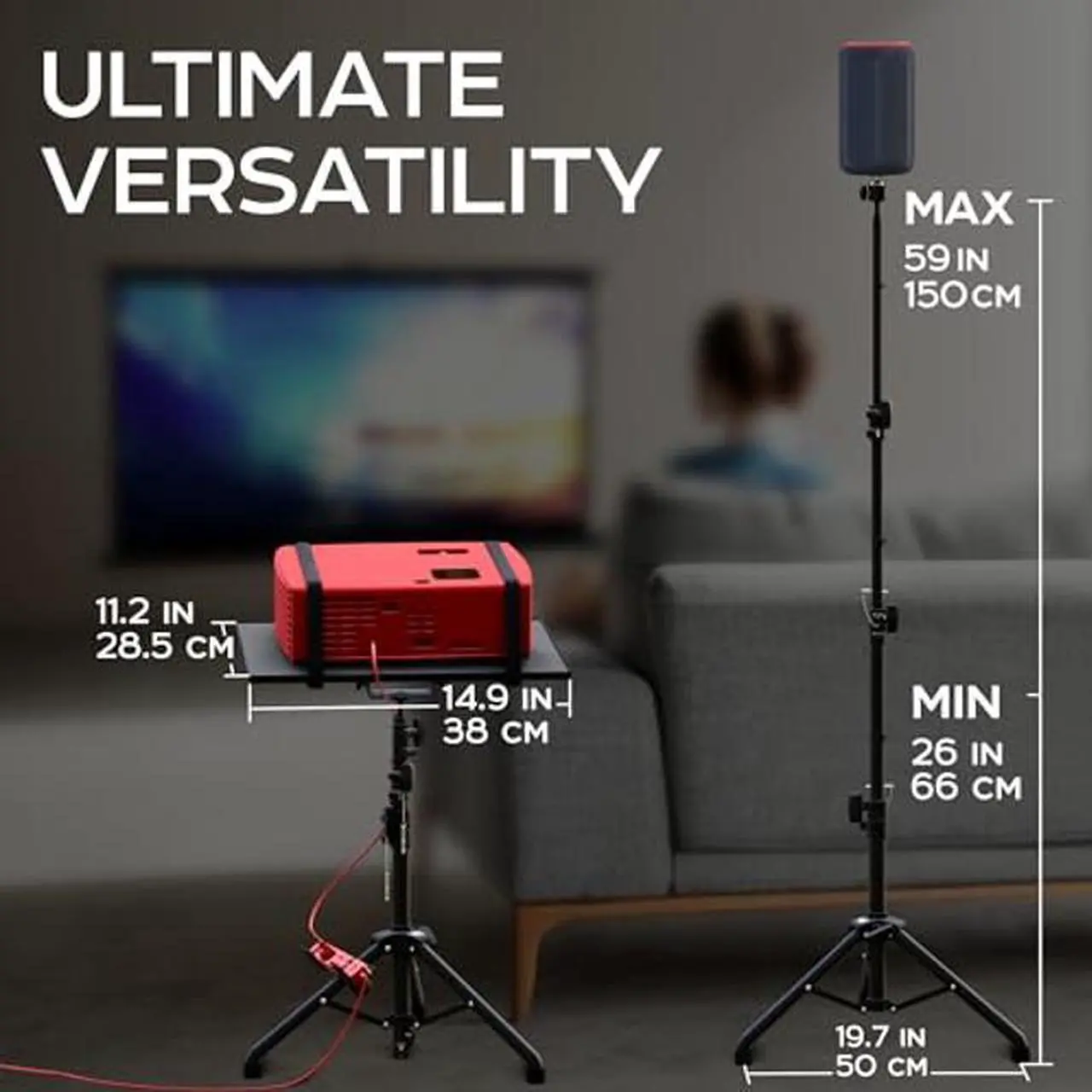 Projector Tripod Stand, Height Adjustable 26" to 59" & Floor Projector ...