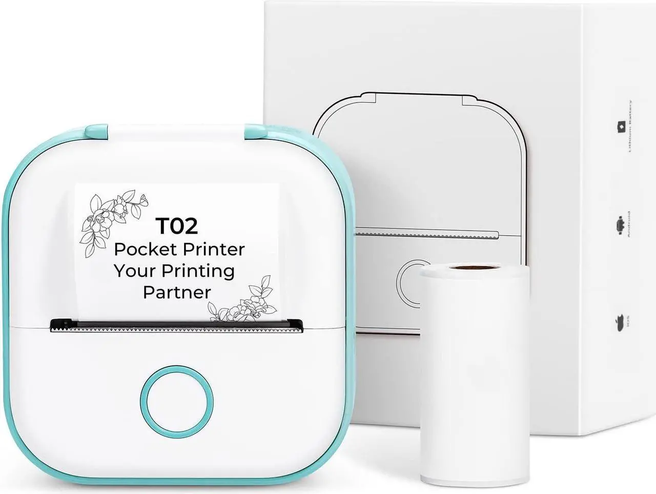 Memoqueen Print Pods Mini Printer, T02 Sticker Maker Machine with 3 ...