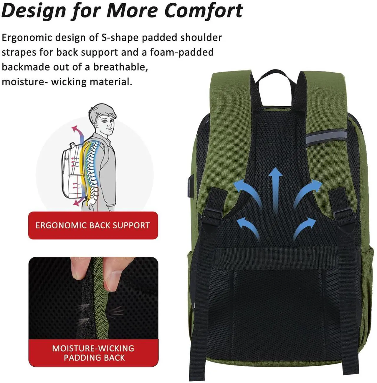 MAXTOP Deep Storage Laptop Backpack with USB Charging Port[Water ...