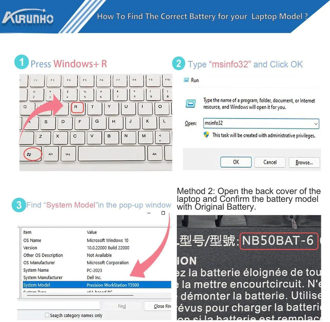AURUNHO NB50BAT-6 47Wh Laptop Battery Replacement for Clevo NB50TK1 NB50TJ1 NB50TL NB50TZ NB60TA ...