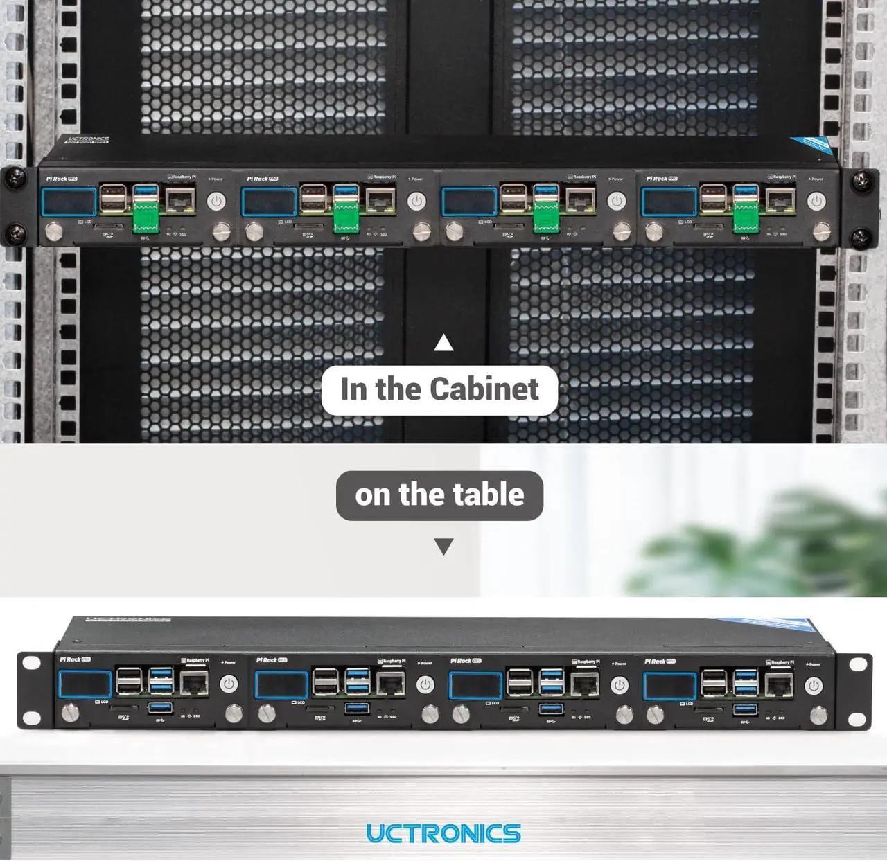 UCTRONICS Pi Rack Pro for Raspberry Pi 4B, 19" 1U Rack Mount, Support ...