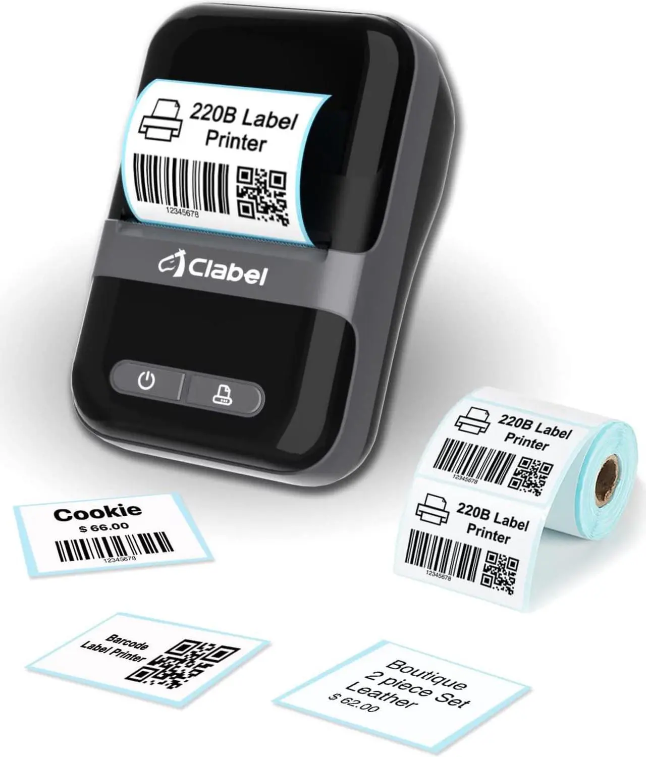 CLABEL Label Maker, 220B Portable Barcode Label Printer for Address ...