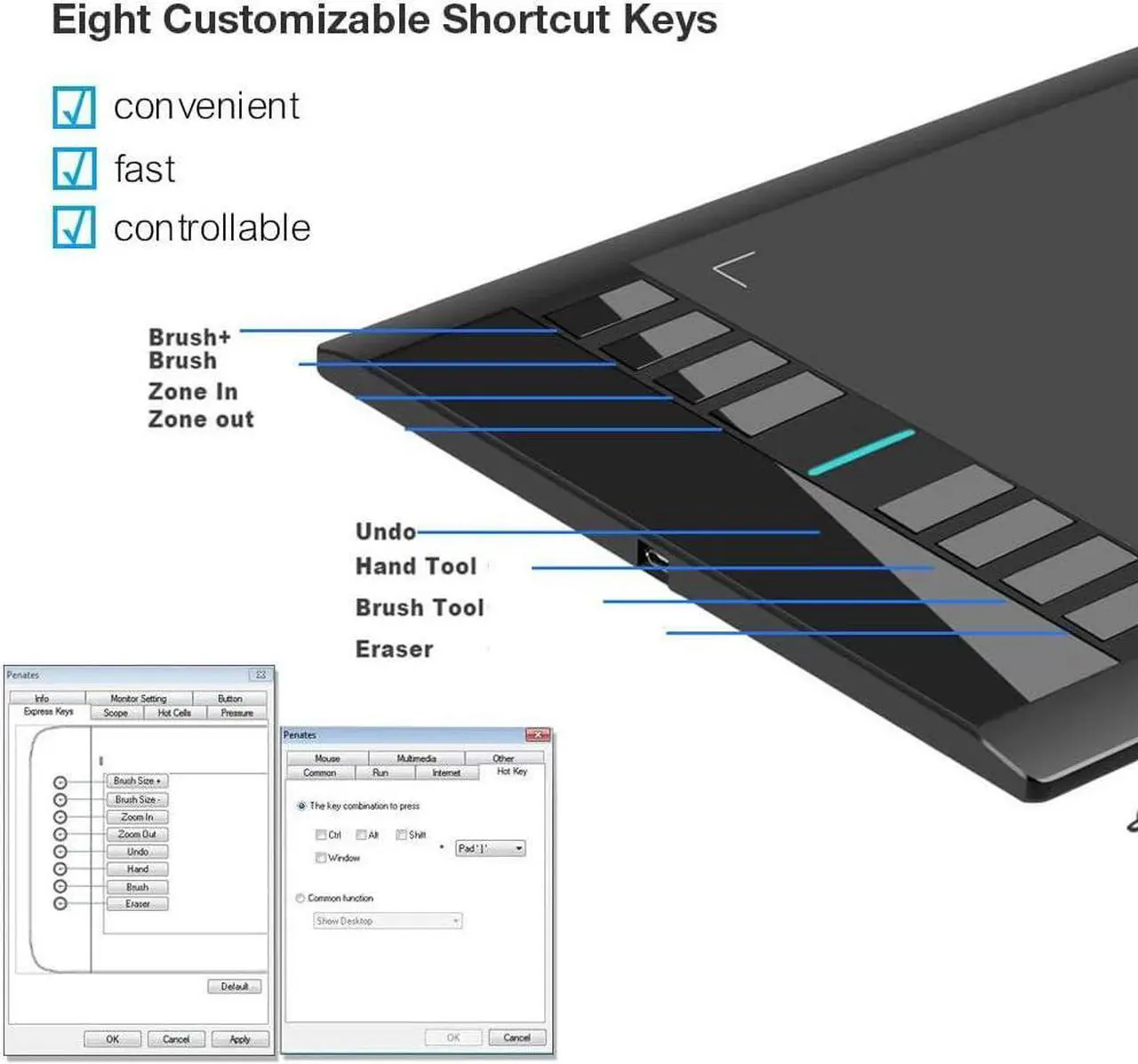 Graphics Drawing Tablets, UGEE M708 10 x 6 inch Large Active Area ...