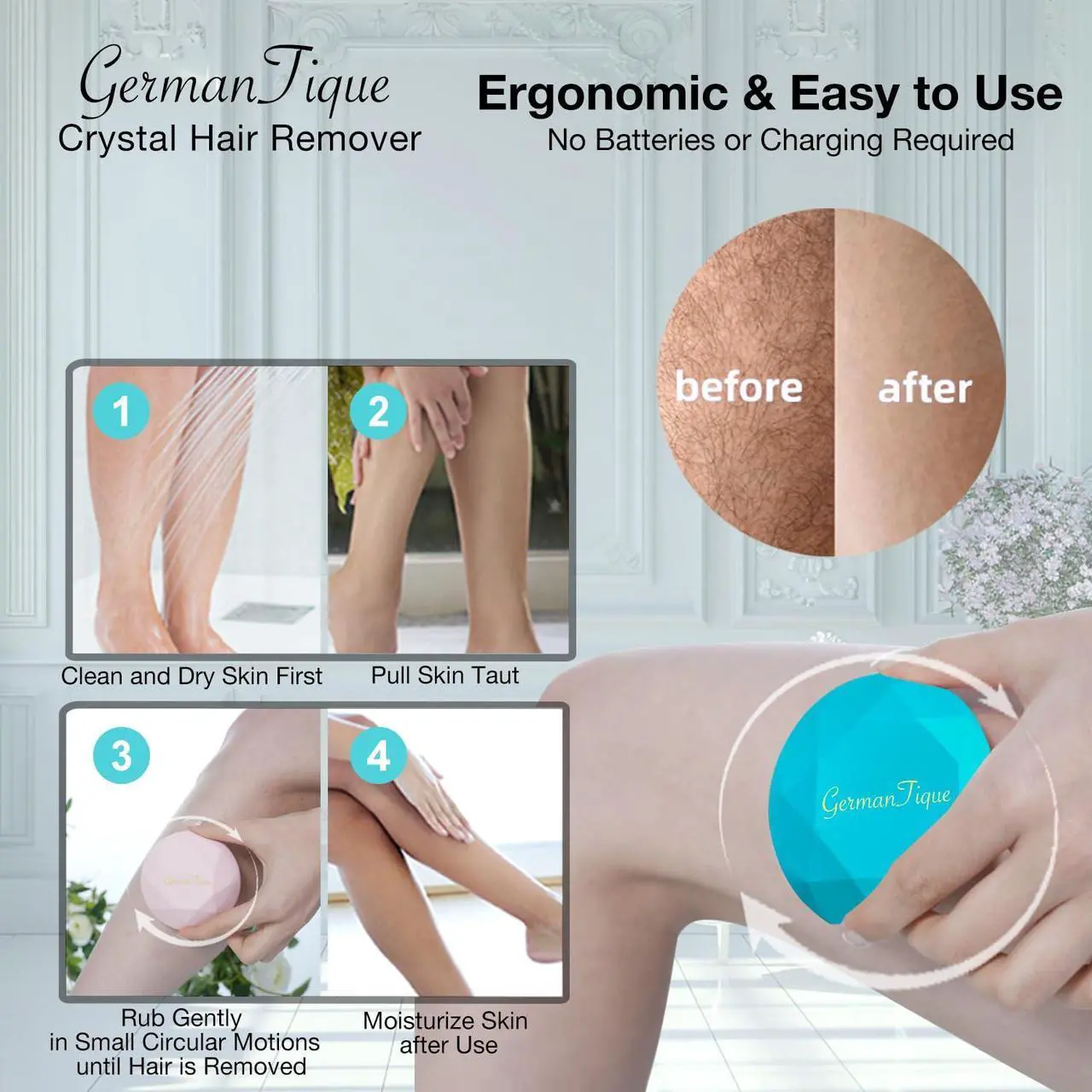 Crystal Hair Eraser,Upgraded Crystal Hair Remover Diamond,Painless and ...