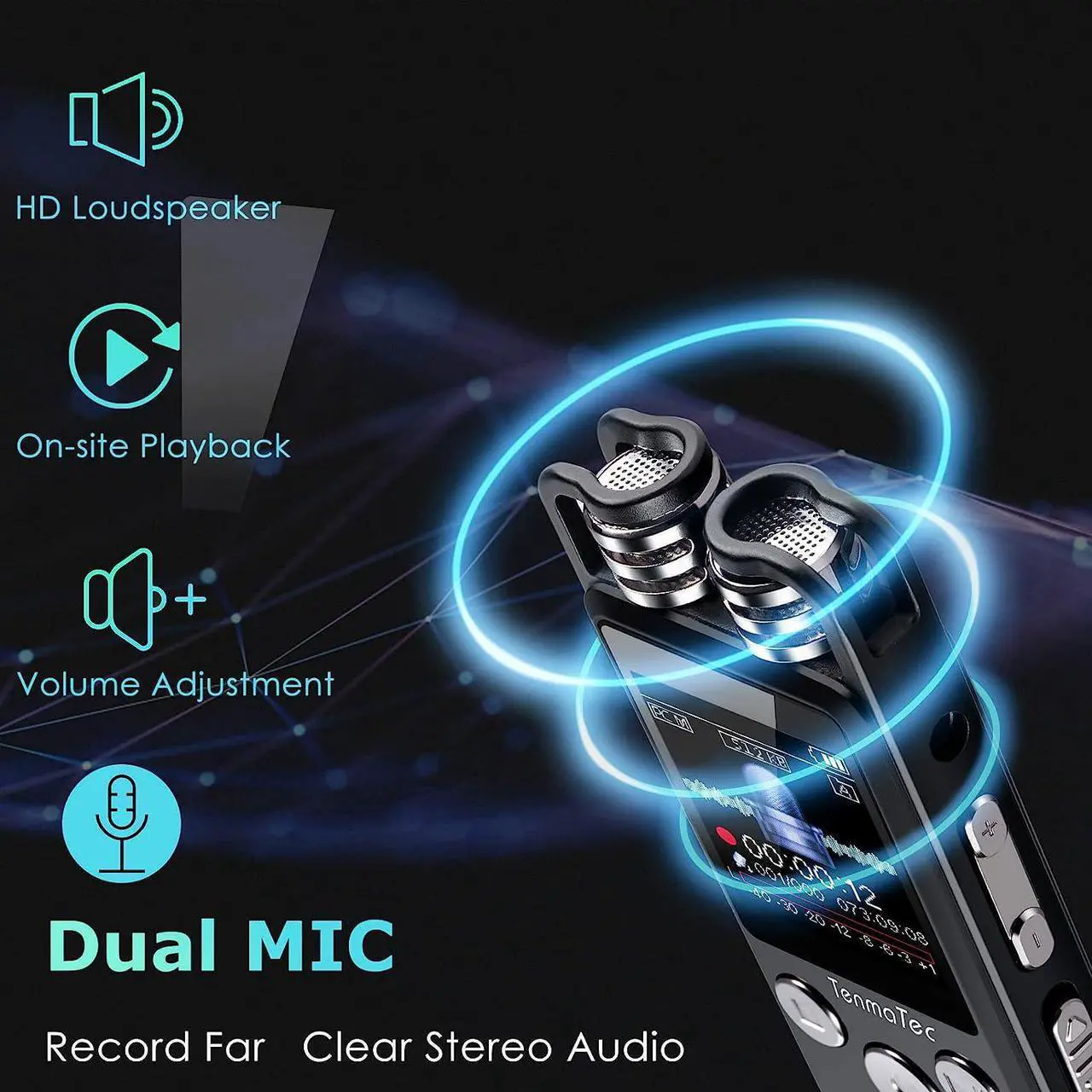 TenmaTec Voice Recorder with Playback,80GB Voice Activated Recorder ...