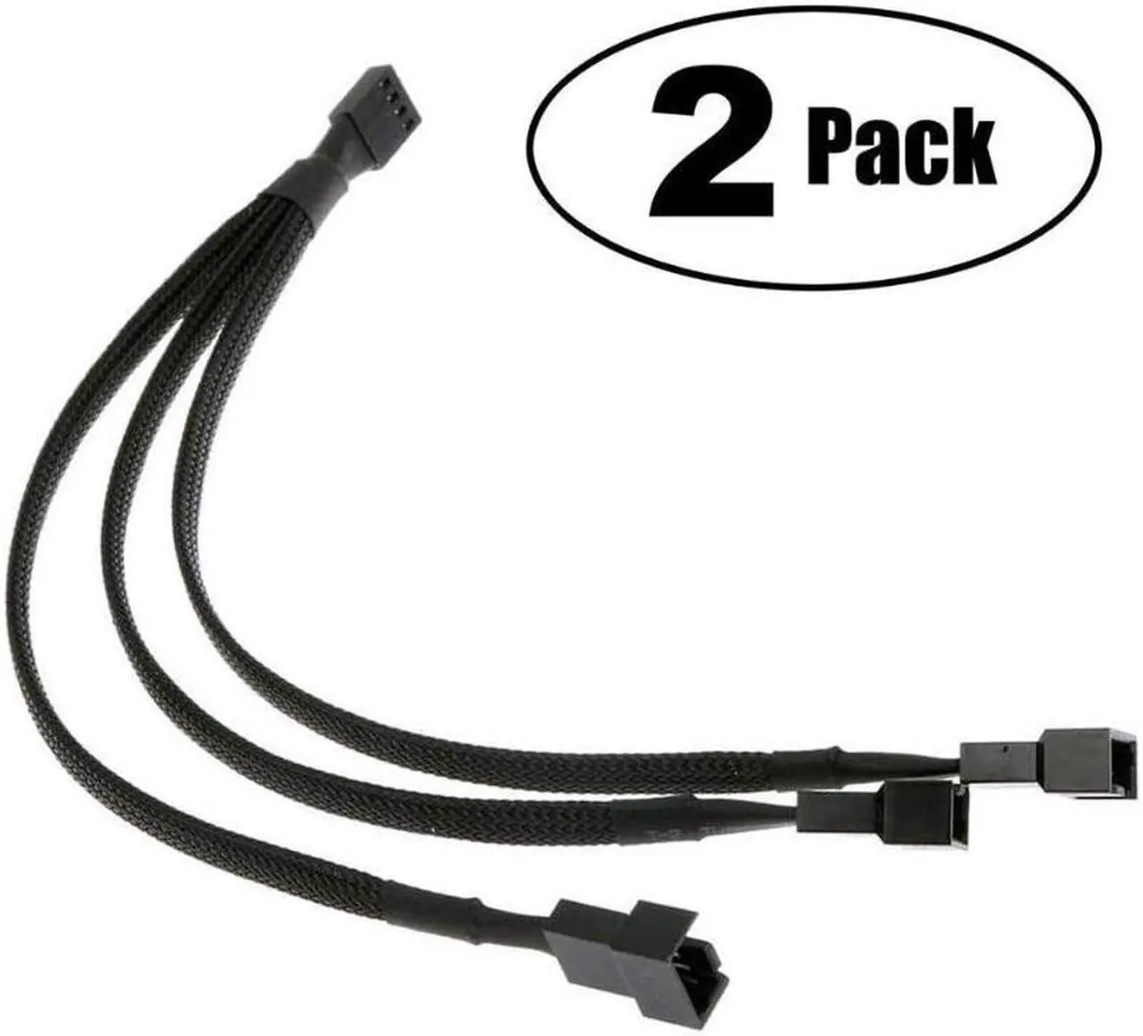 PWM Fan Splitter Adapter Cable Sleeved Braided Y Splitter Computer PC 4 ...