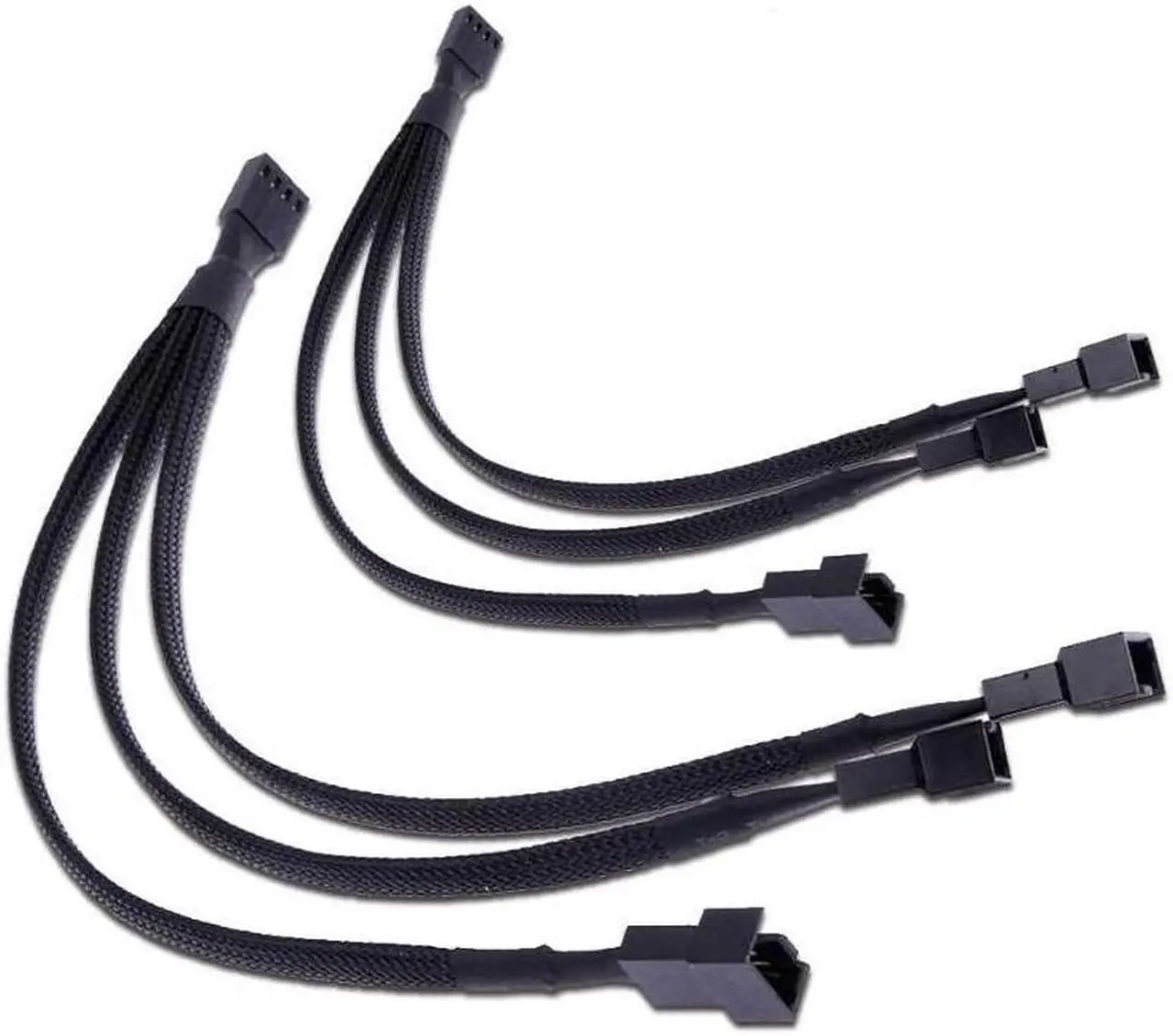 PWM Fan Splitter Adapter Cable Sleeved Braided Y Splitter Computer PC 4 ...
