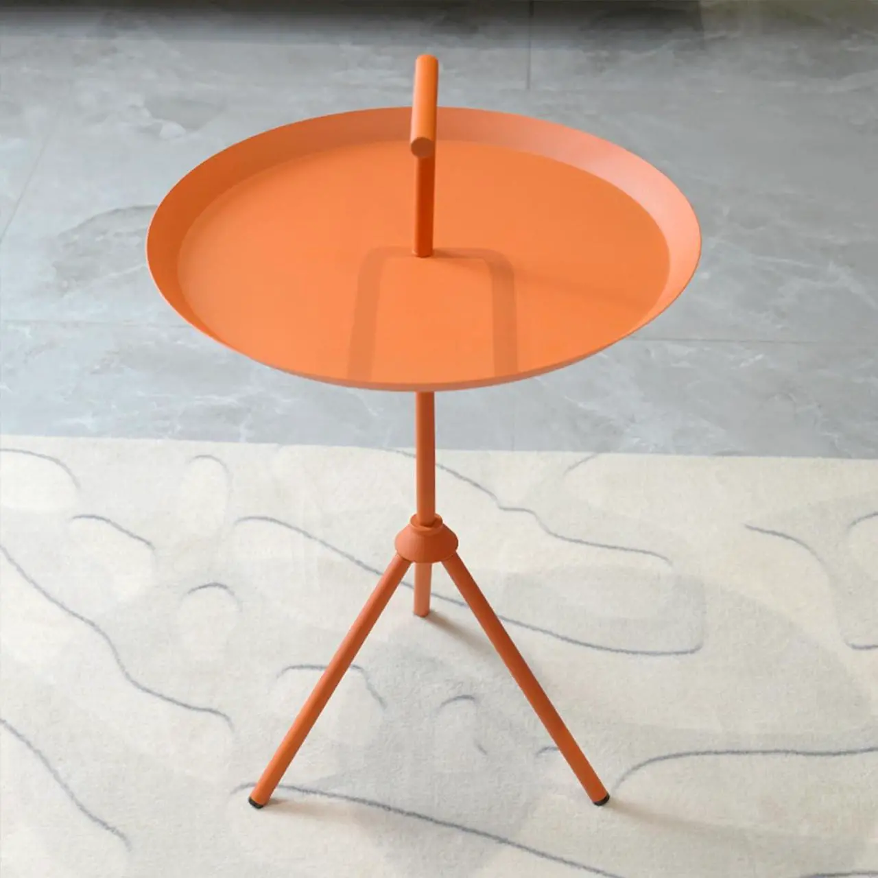 14.96" Small Round Side Table,Portable Metal Side Table with Handle ...