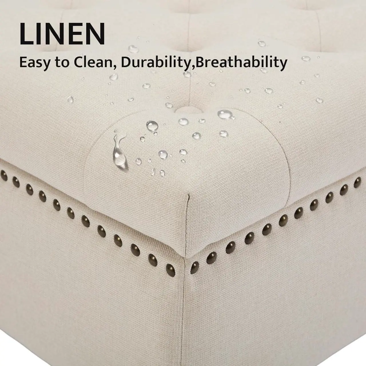 Large Square Storage Ottoman Uphlostered Tufted Button Coffee Table ...