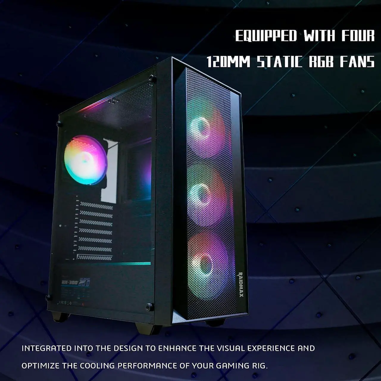 Raidmax Vector V100 Gaming Case with 4 Pre-Installed Rainbow Fans, ATX ...