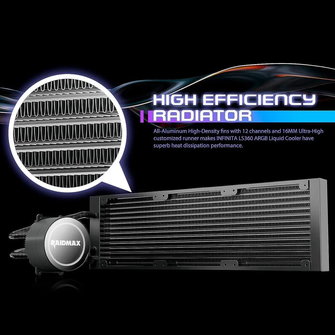 Raidmax Infinita LS360 AIO Water Cooling System, 360mm Gaming PC CPU ...