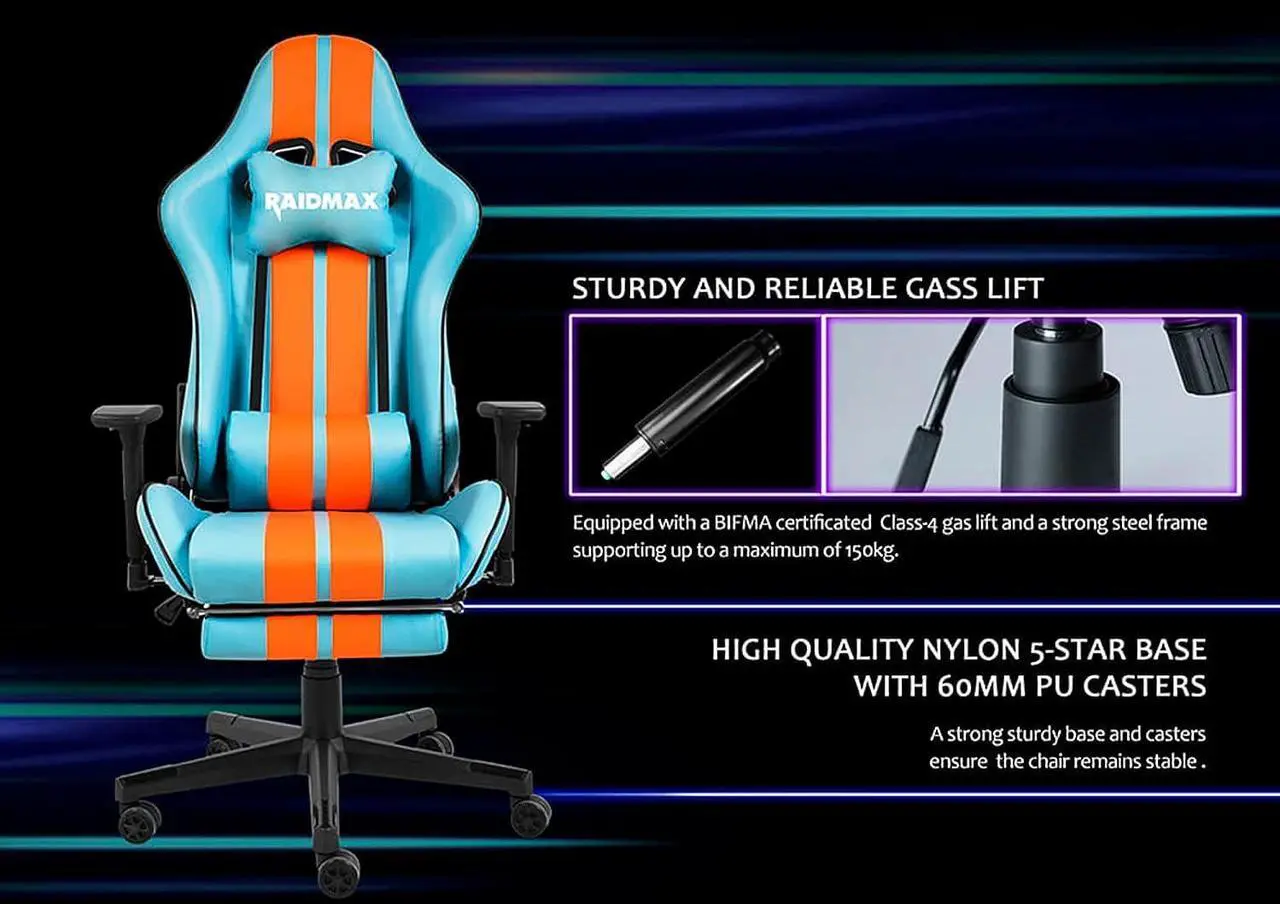 Raidmax Superior DK905 Race Car Computer-Gaming-Chairs Adjustable 3D Armrest, Head and Lumber ...